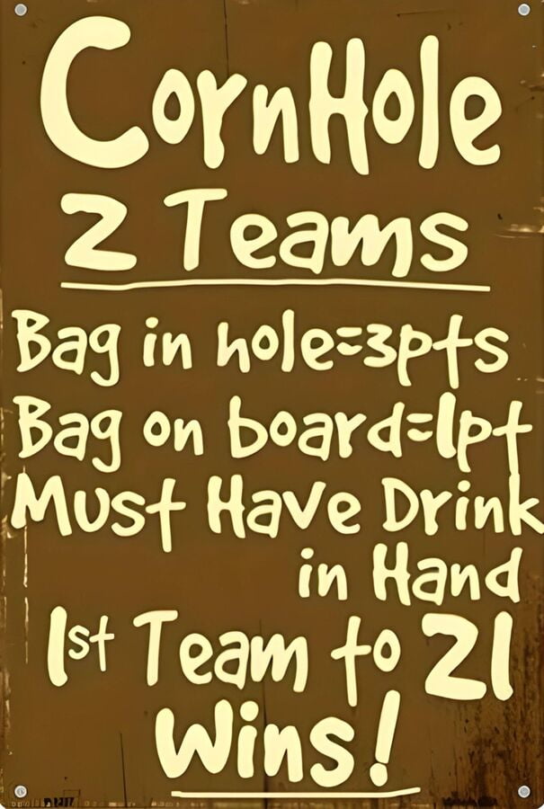 Cornhole Rules v2 Funny Metal Aluminum Sign Weatherproof Size: 12" x 16 ...