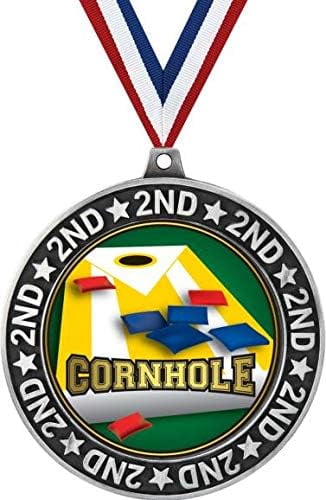 Cornhole Second Place Medals, 2 3/4" Silver Cornhole Trophy Medal Award ...