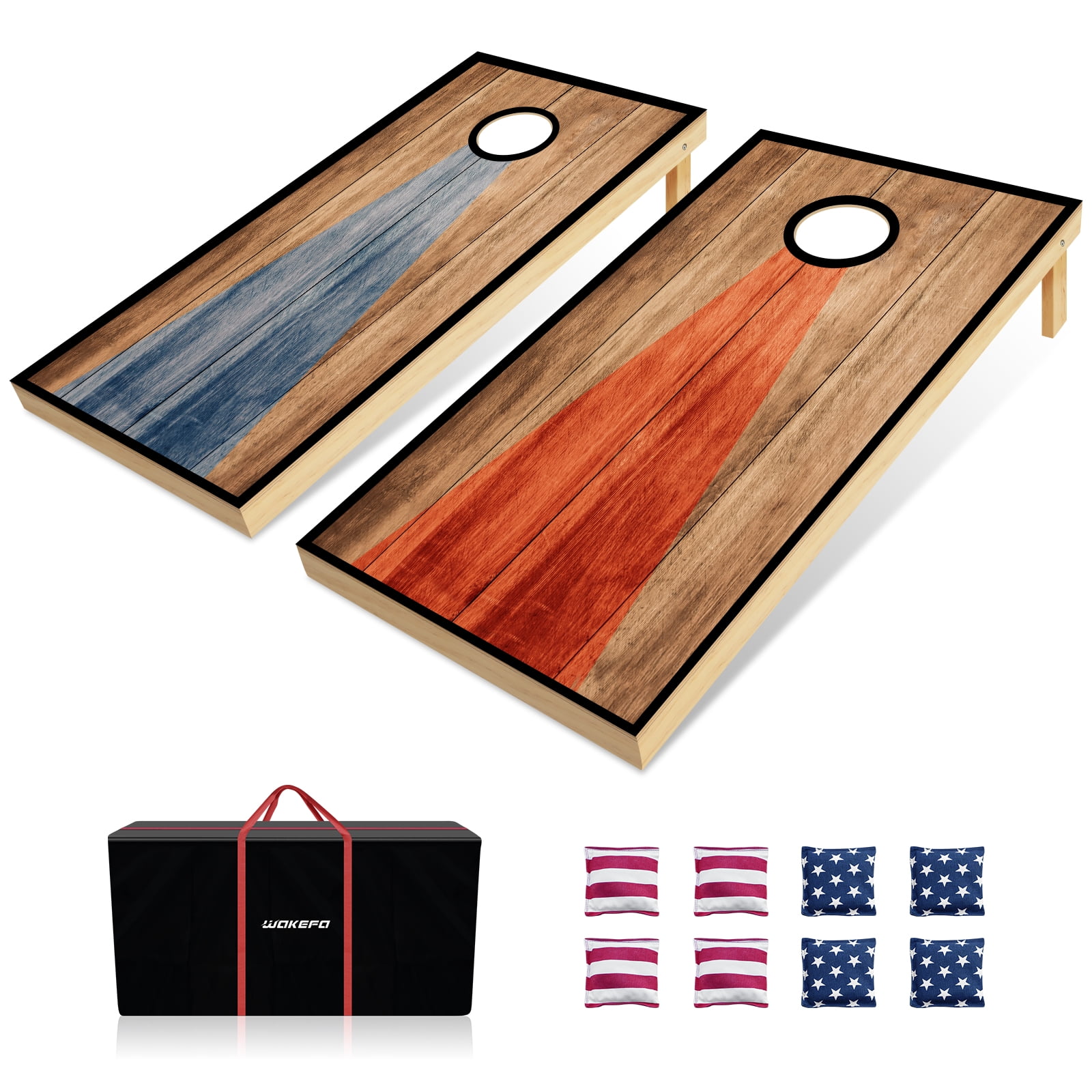 Travel Foldable 3'x 2' Solid Wood Cornhole Set, Outdoor Games with 8 ...