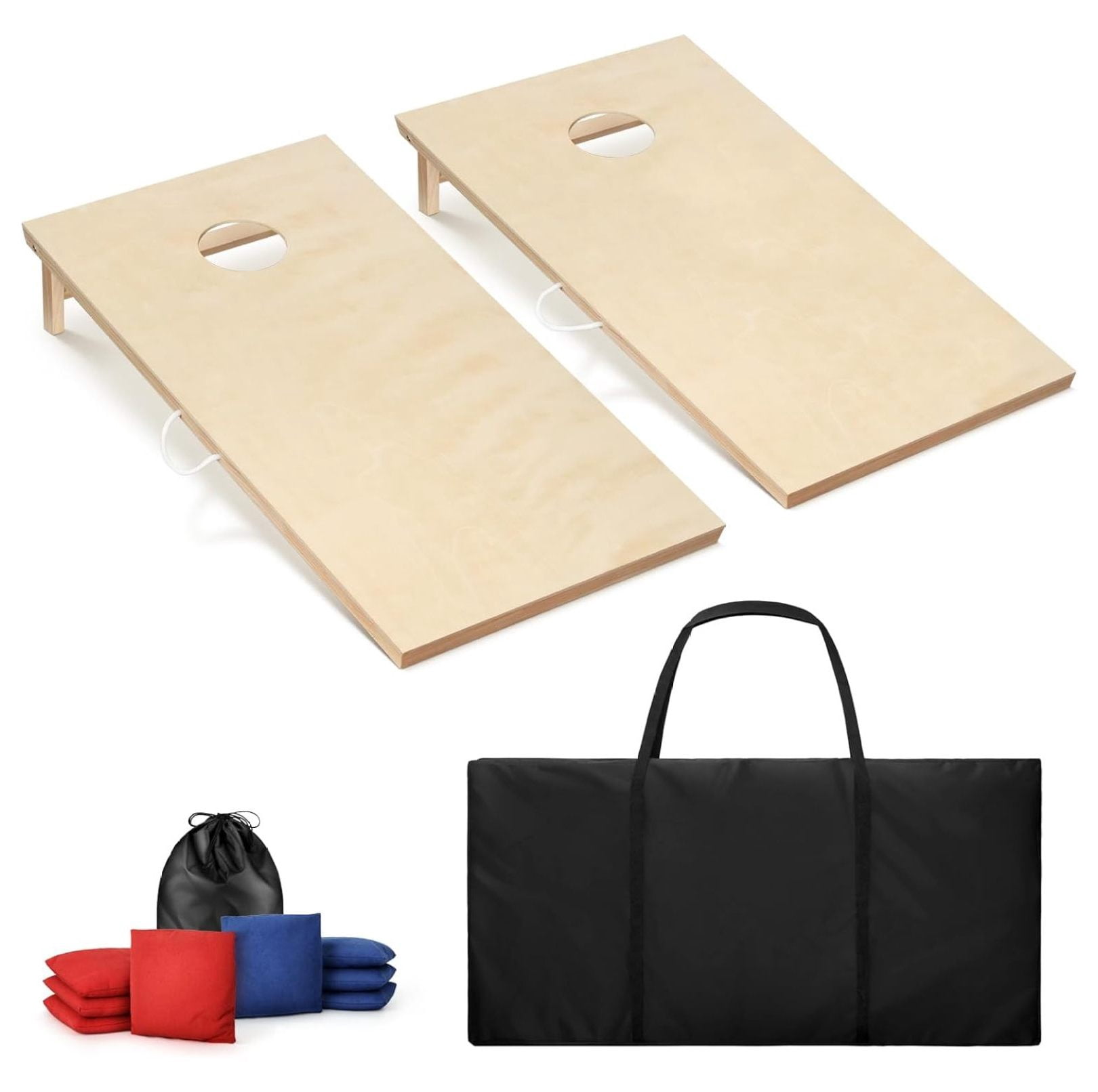 Cornhole Set - Regulation Size 4ft x 2ft Outdoor Solid Wood Game Board ...
