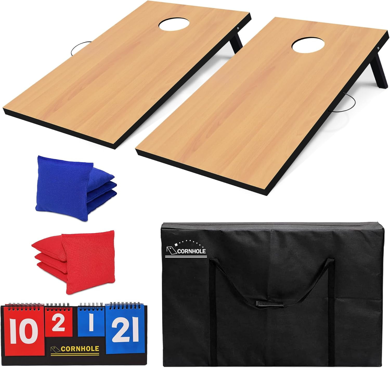 Cornhole Set, Tailgate/Regulation Size Cornhole Boards with 8 Bean Bags and Carrying Case, 3x2 ...