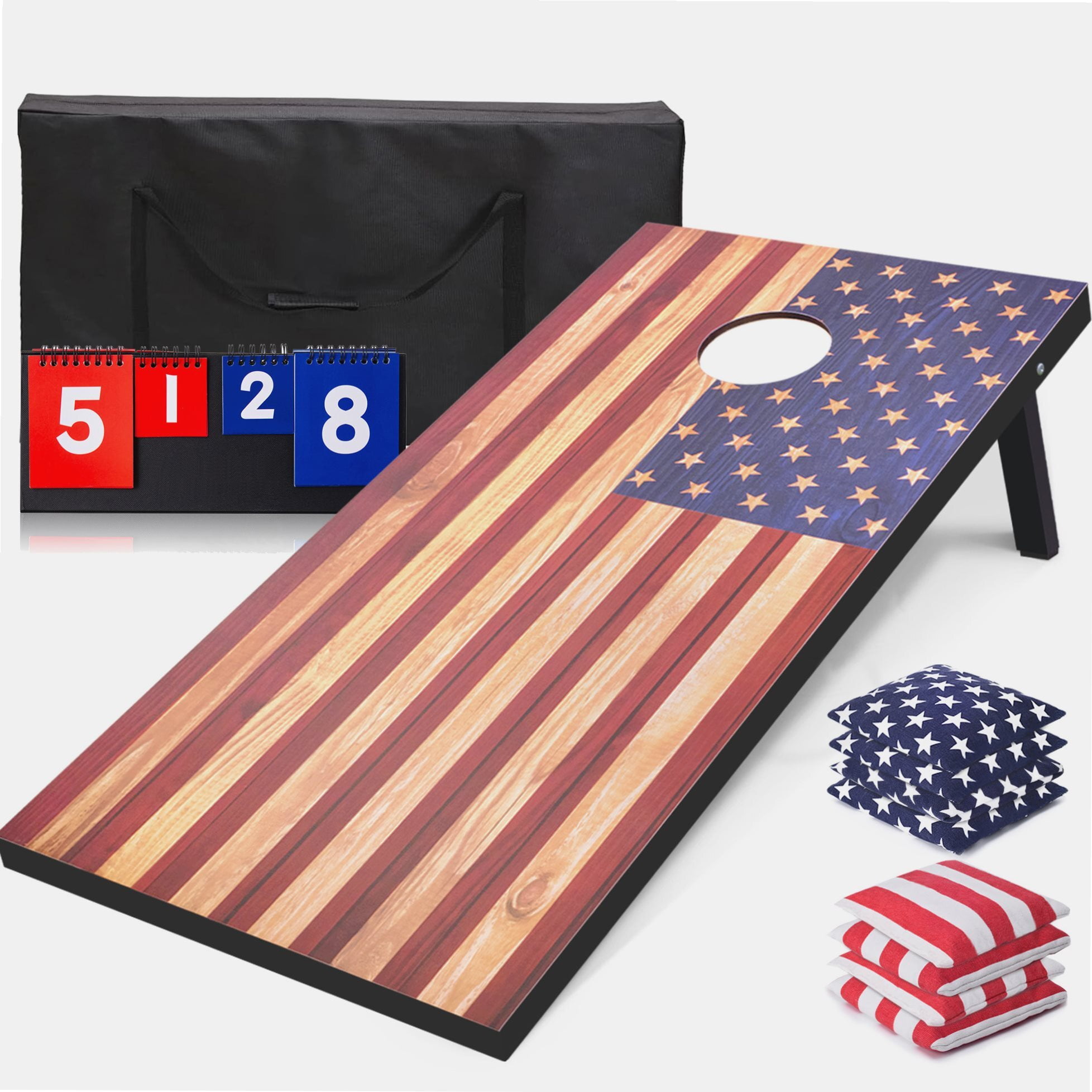 Cornhole Set, Tailgate/Regulation Size Cornhole Boards with 8 Bean Bags and Carrying Case, 4x2 ...