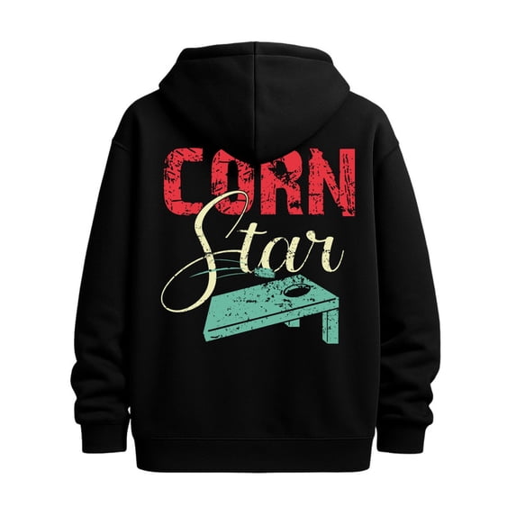 Cornhole Star hoodies & sweatshirt for men long sleeve black Casual ...