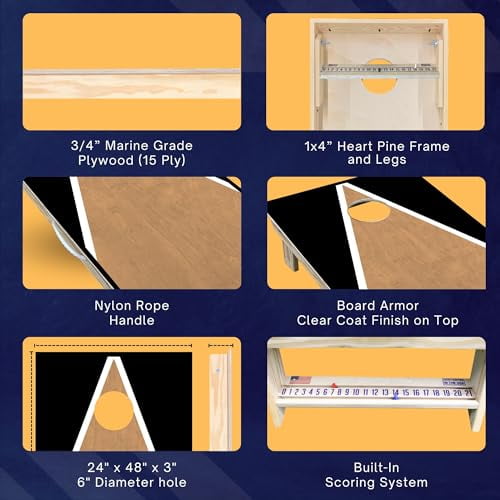 Cornhole365 Complete Cornhole Board Set - Includes Solid Wood Cornhole ...