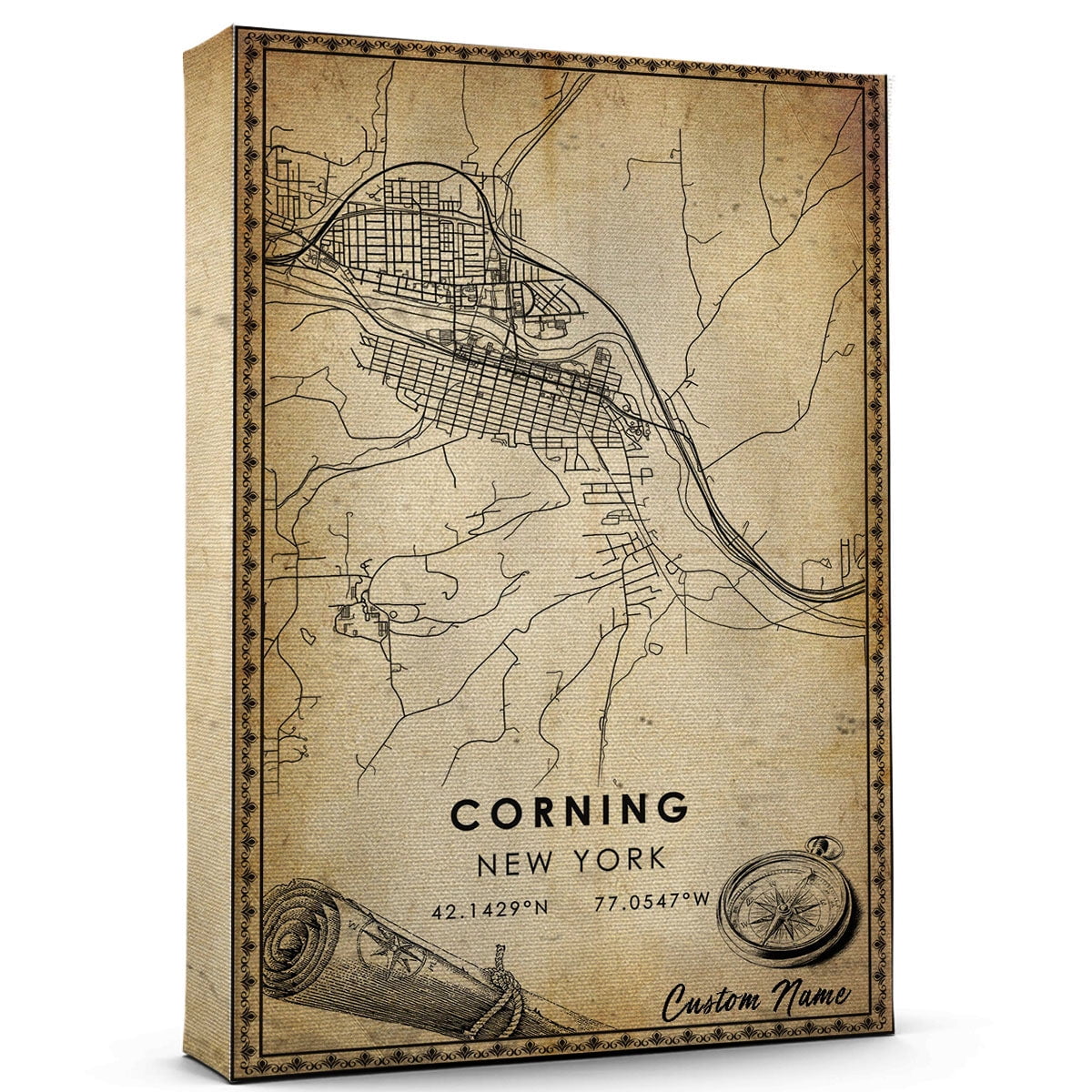 Corning Map Poster, New York Map Art Poster, Canvas, Corning Map City ...