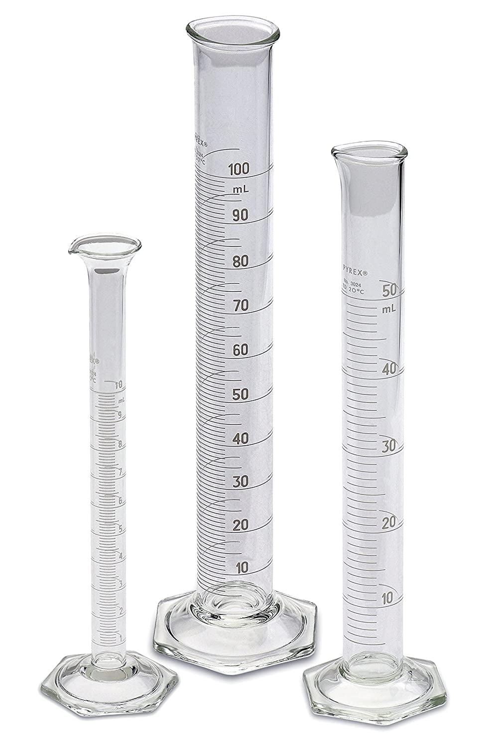 Corning Pyrex #3024 Single Metric Scale, Glass Graduated Cylinder Set ...