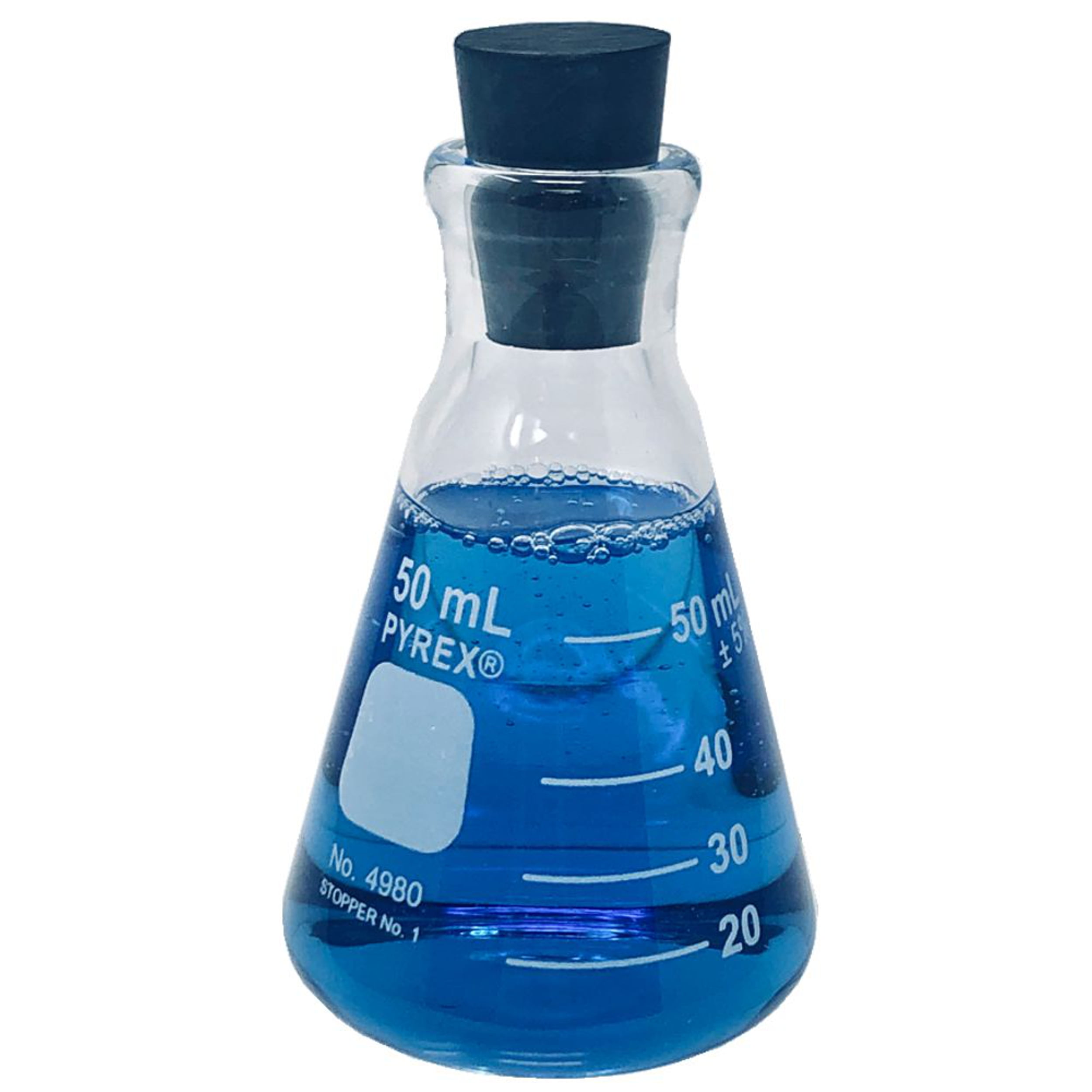 Corning Pyrex #4980-50, 50ml Narrow Mouth Erlenmeyer Flask with Rubber ...