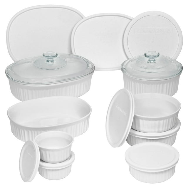 CorningWare French White Serve and Bake Dinnerware, 18-Piece Round and ...