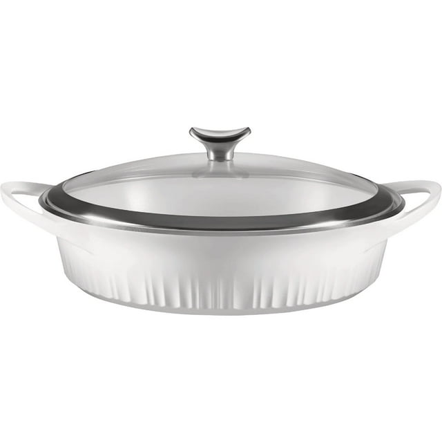 CorningWare Large 4-Quart QuickHeat Braiser Dish with Glass Lid, Oven ...