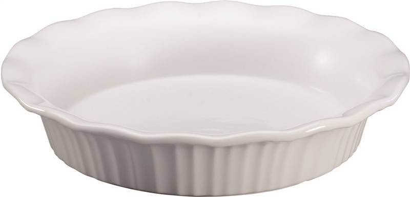 "CorningWare Bakeware Stoneware 9"" Round White Pie Pan with Lid, Dish ...