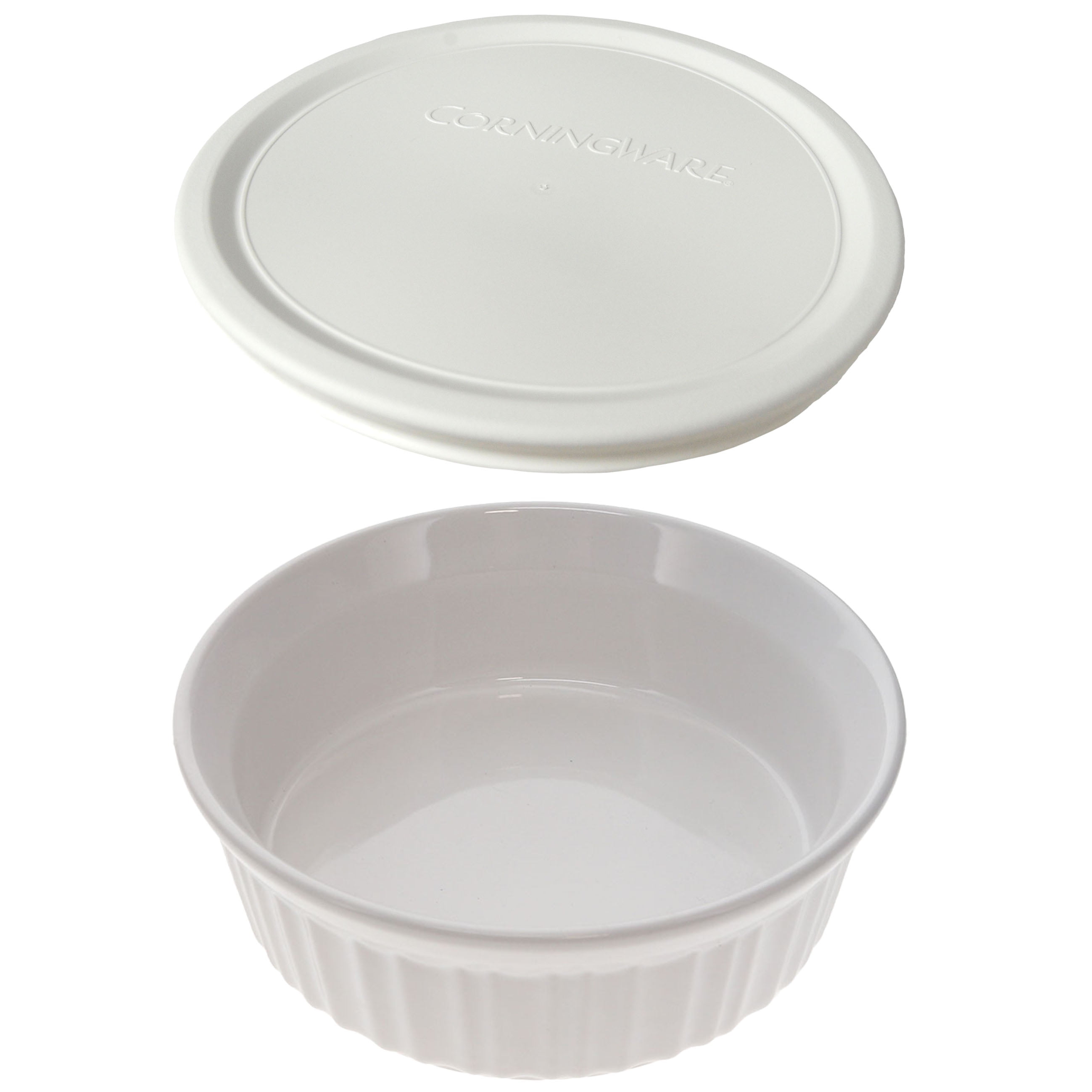 CorningWare 24oz Round French White Ceramic Casserole Dish, Plastic Lid ...