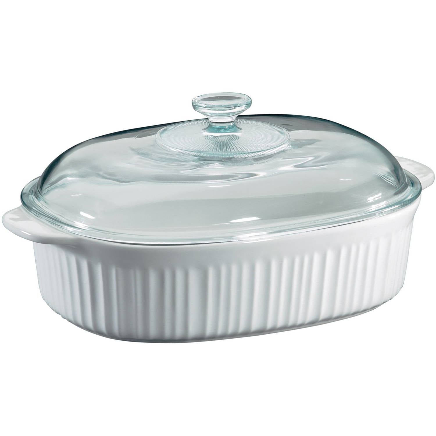 CorningWare 4 Quart French White Oval Casserole Dish with Glass Baking ...
