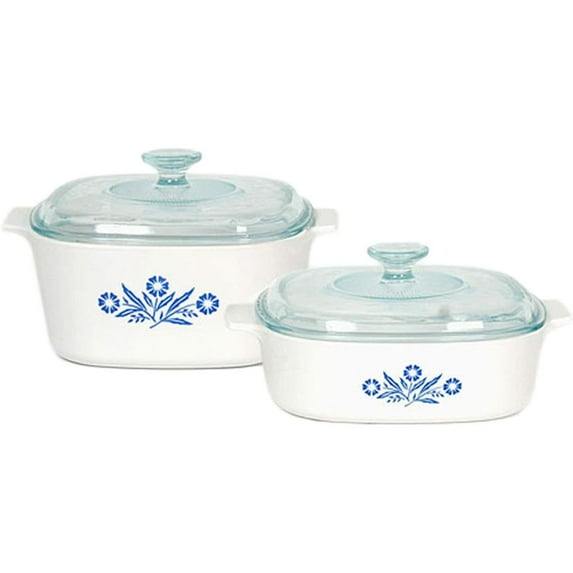 Corningware Pyroceram Blue Cornflower 4 pc. Glass Ceramic Cookware Set ...