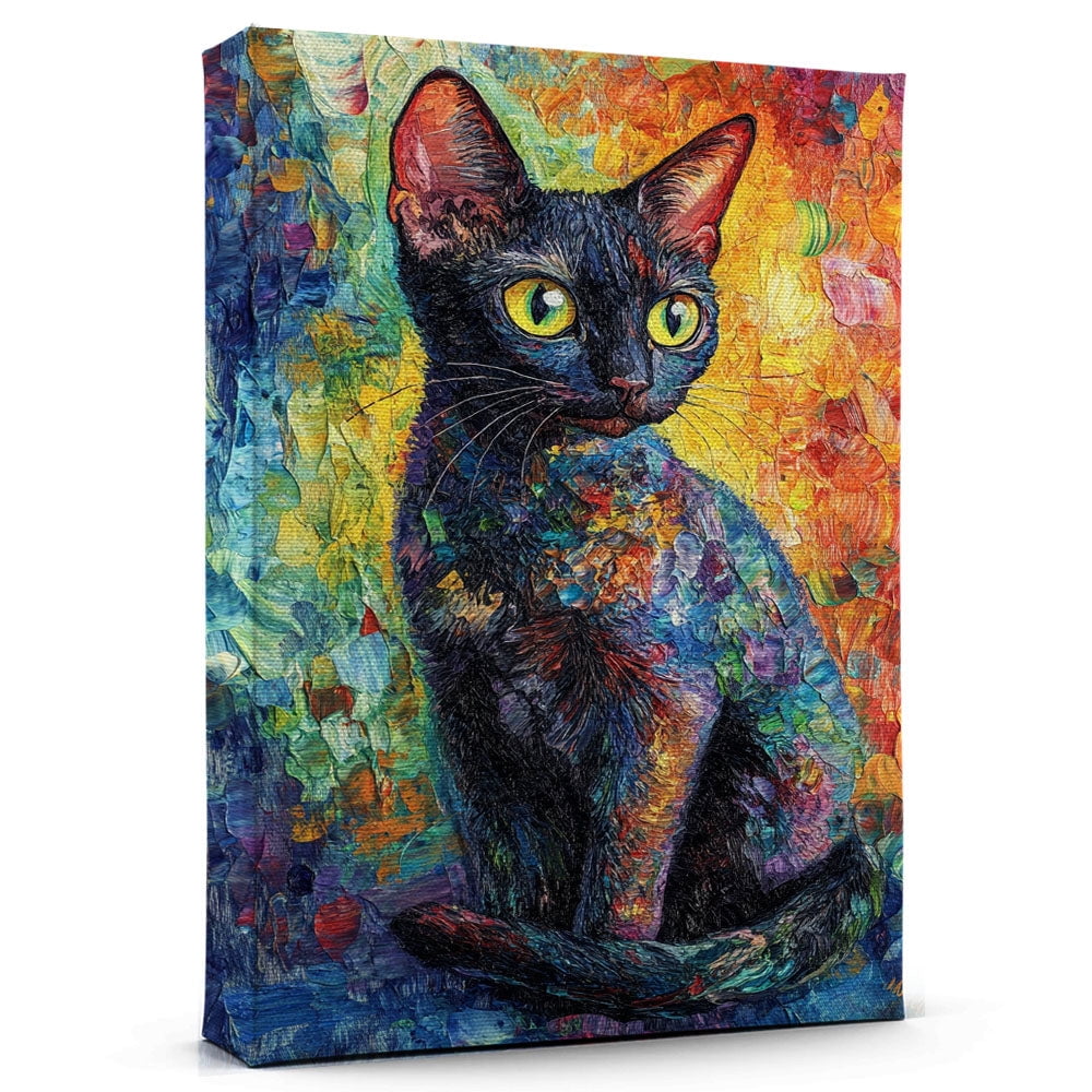 Cornish Rex Cat Black Bicolor Canvas Wall Art Decor, Colorful Cornish ...