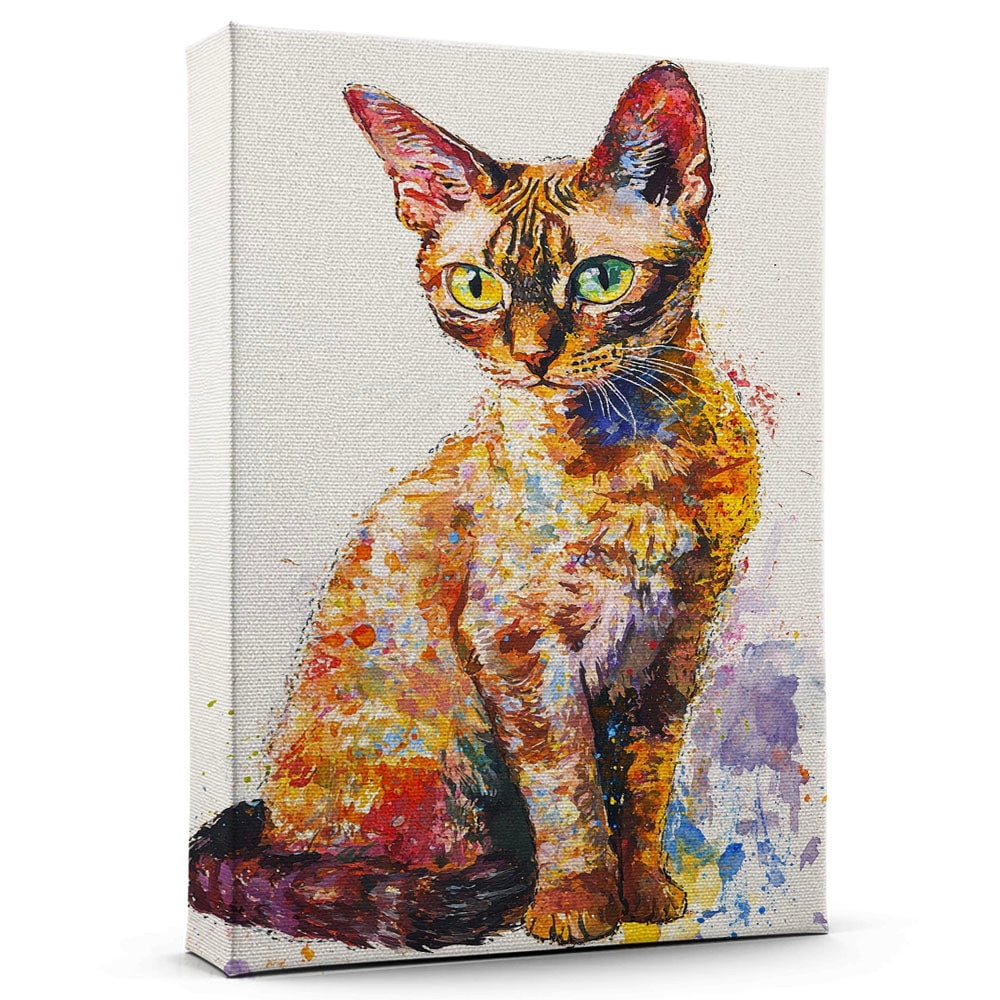 Cornish Rex Cat Brown Tabby Canvas, Colorful Cornish Rex Cat Brown ...