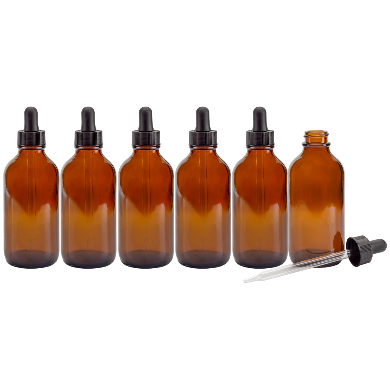Cornucopia Brands 4oz Amber Glass Dropper Bottles (6-Pack), Refillable ...