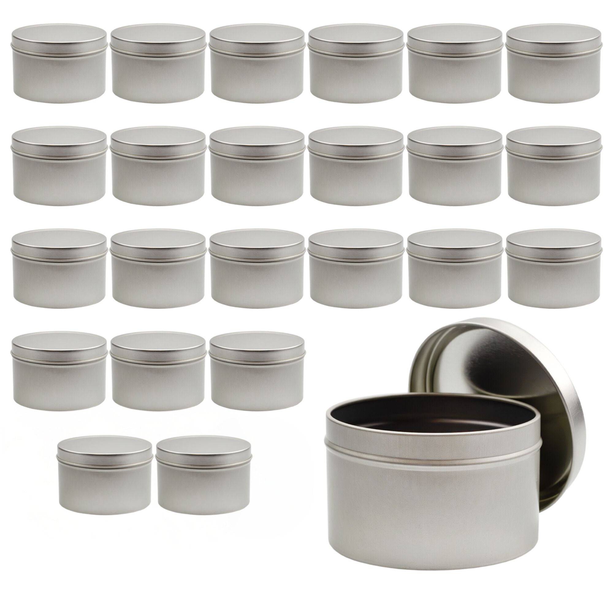 Cornucopia Brands 8-Ounce Metal Candle Tins (24-Pack); Round Containers ...