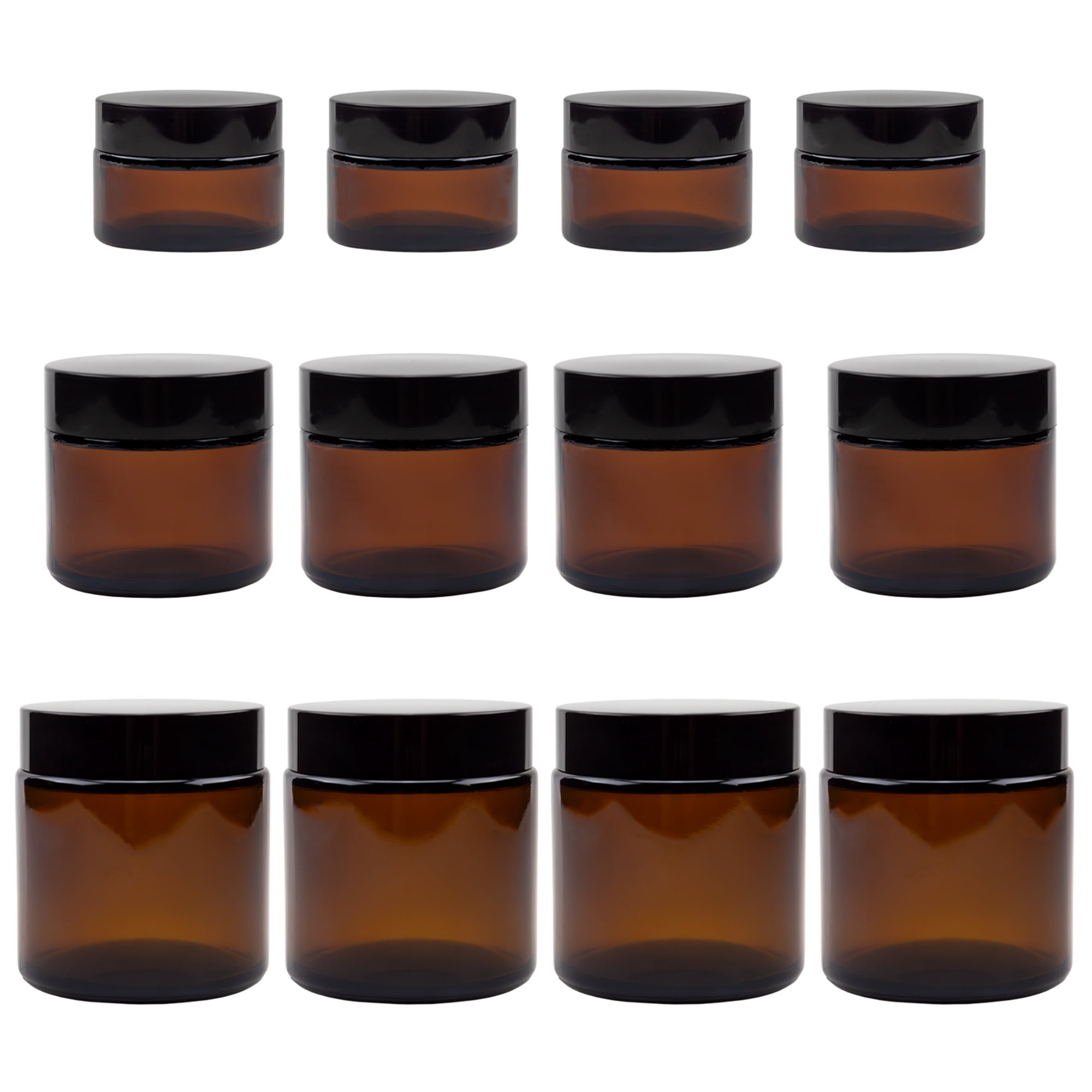 Cornucopia Amber Glass Jars Combo (12 Total), 1, 2 & 4-Ounce, Ideal for ...