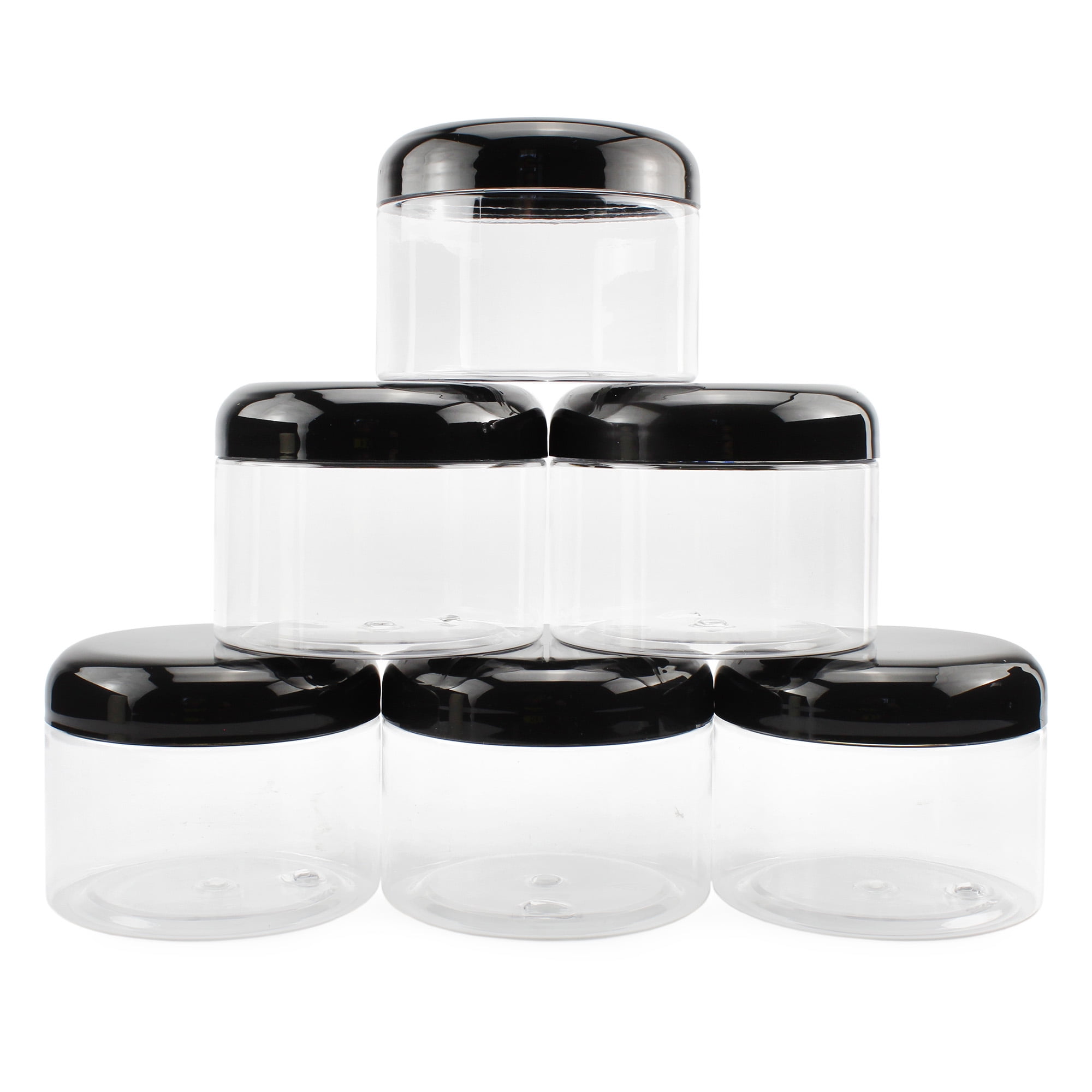 Cornucopia Brands 12 Ounce Clear Plastic Jars w/Black Plastic Lids (6 ...