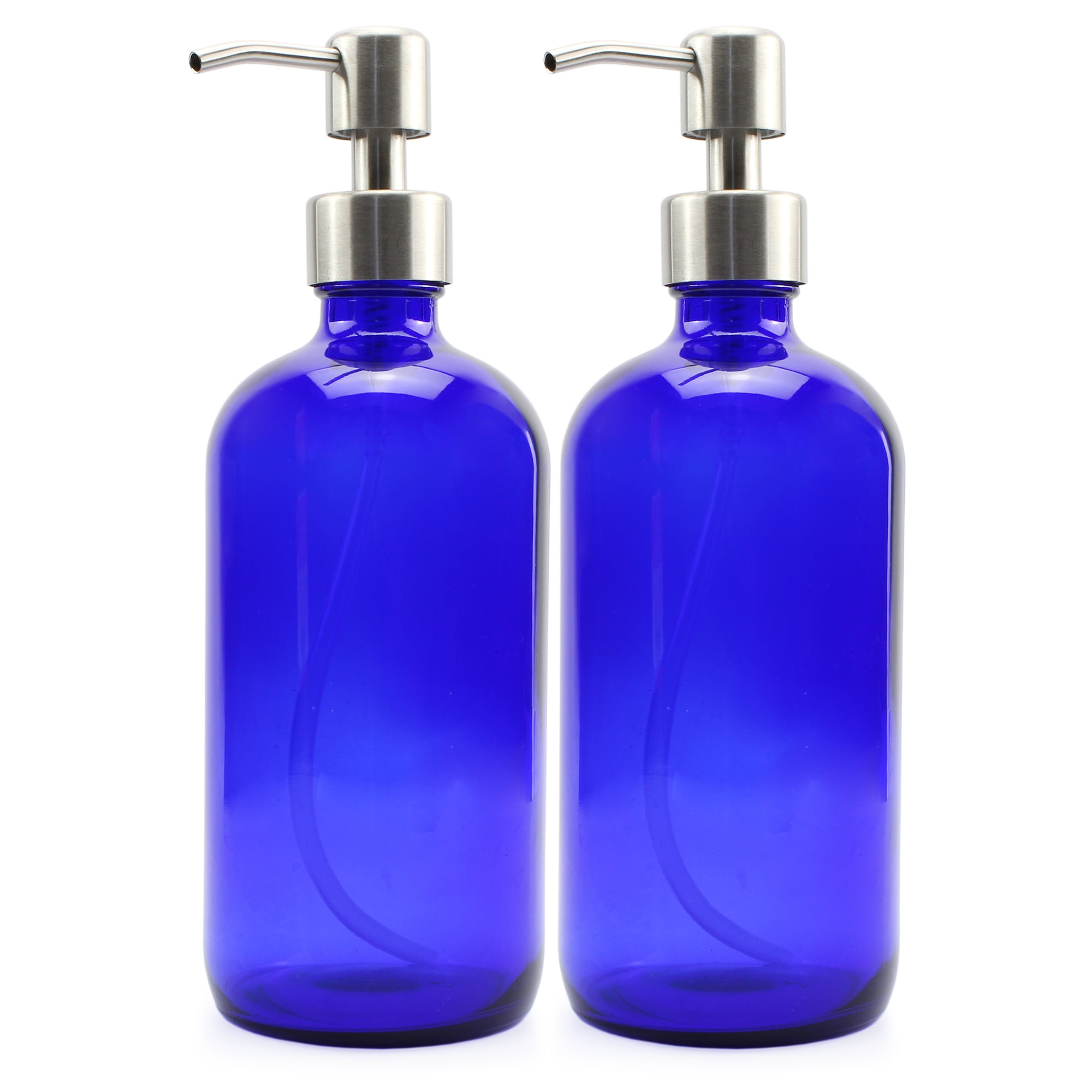 Cornucopia 16oz Cobalt Blue Glass Bottles (2-Pack), Stainless Steel ...