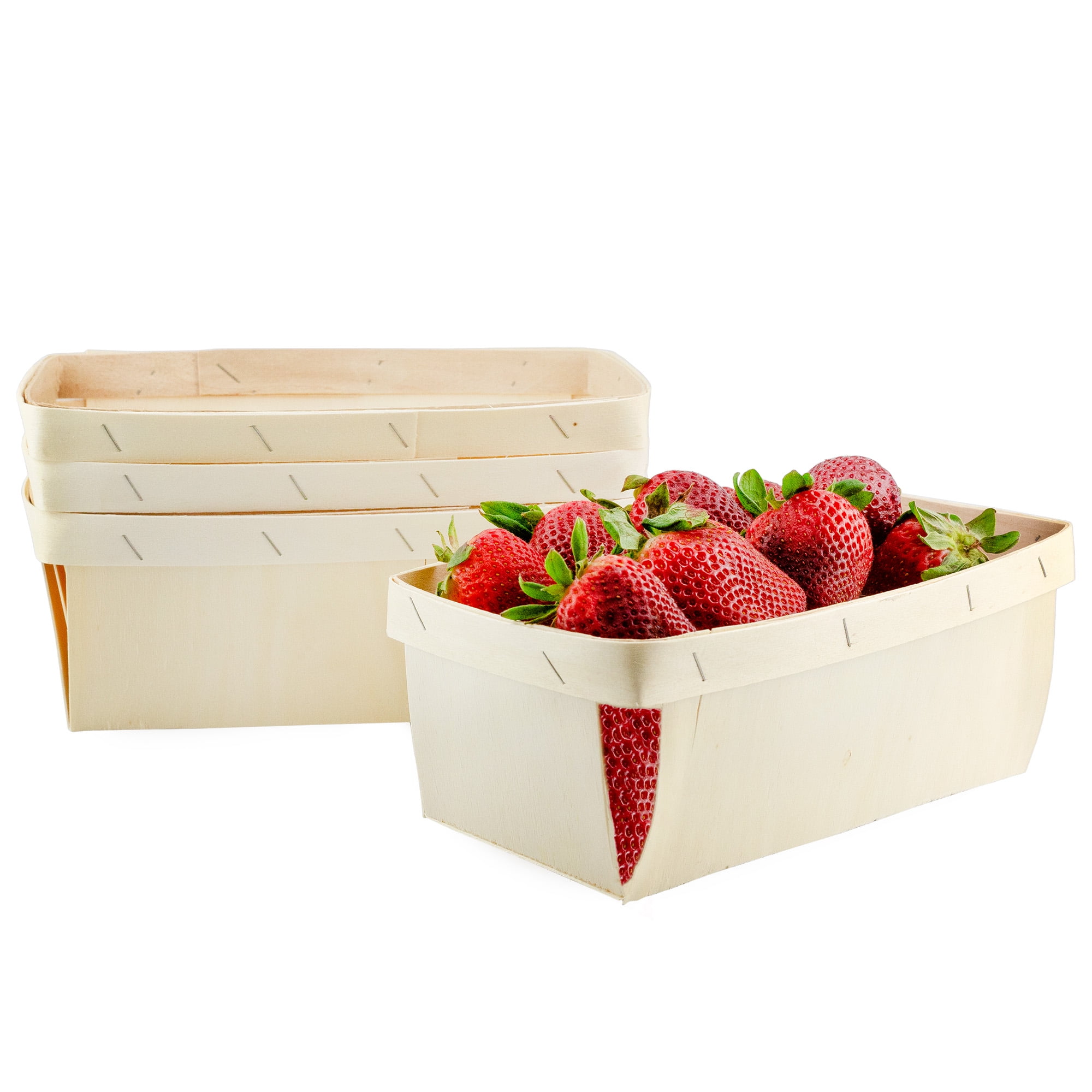 Cornucopia Rectangular Wooden Baskets, 2-Quart (4-Pack); For Fruits ...