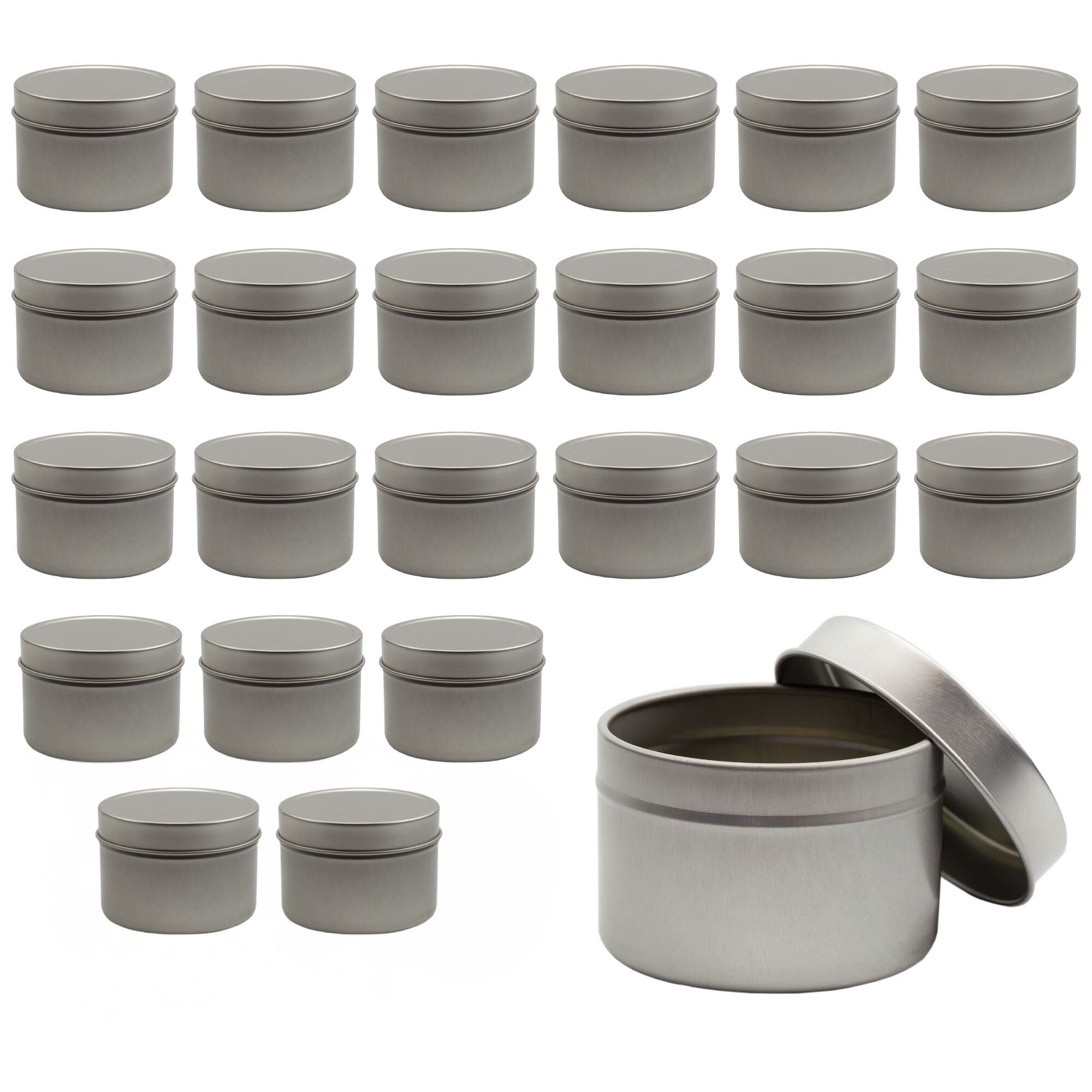 Cornucopia 4-Ounce Metal Tins (24-Pack), DIY Supplies, Round Containers ...