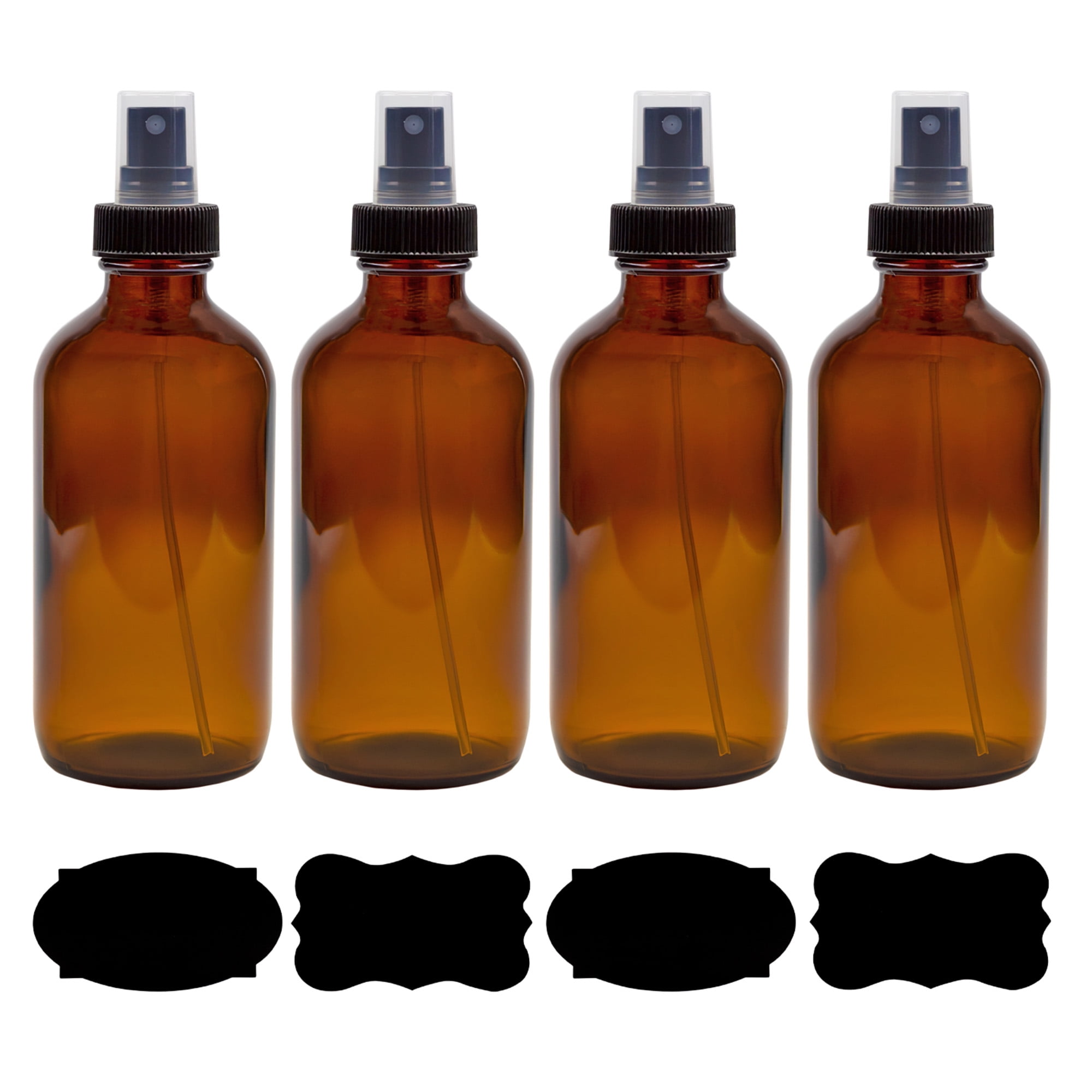 Cornucopia Brands 8-Ounce Amber Glass Fine Mist Spray Bottles (4-Pack ...