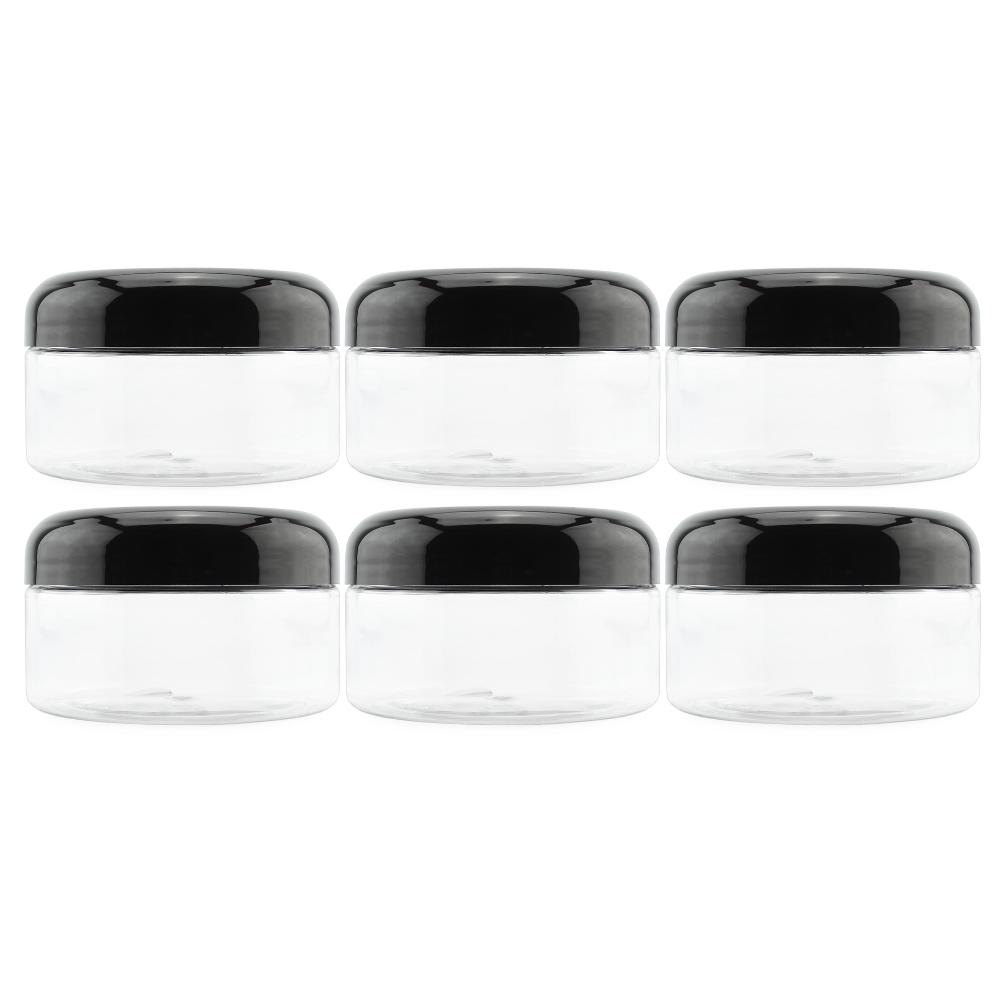 Cornucopia Brands 8oz Clear Plastic Jars w/ Black Plastic Lids (6-Pack ...
