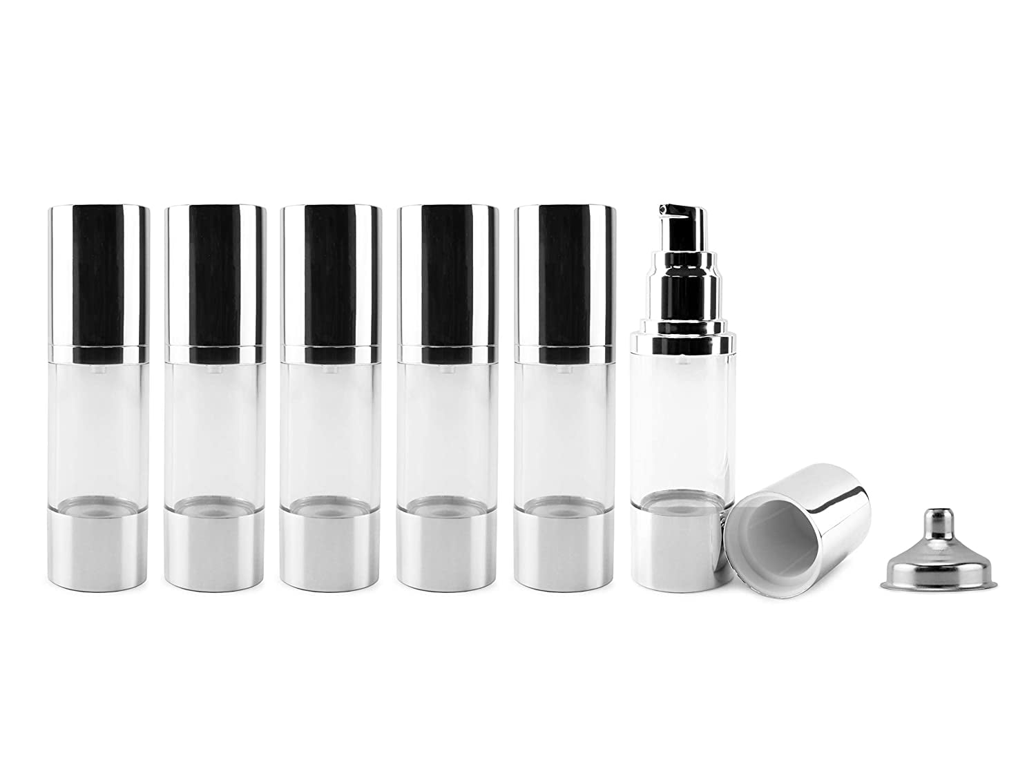 Cornucopia Brands Airless Pump Bottles (6-Pack, 1oz); Refillable Makeup ...