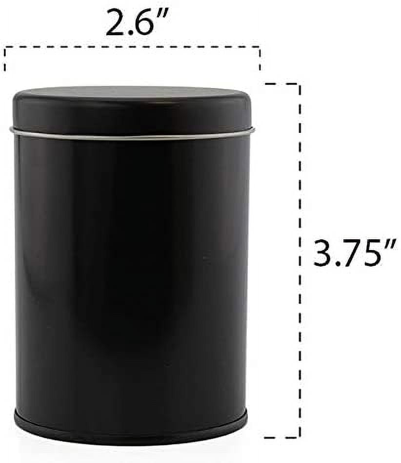 Cornucopia Brands Double Seal Tea Canisters (6-Pack); Black Metal Round ...