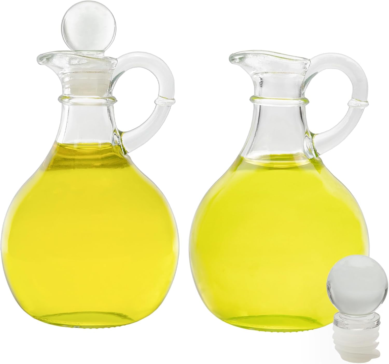 Cornucopia Brands Glass Oil and Vinegar Cruets (Set of 2); 8oz Round ...