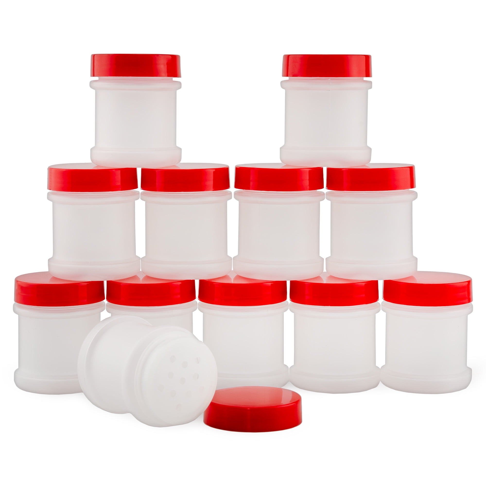 Mini Plastic Spice Jars w/Sifters, 2 Tbsp Capacity (12-Pack, Red ...
