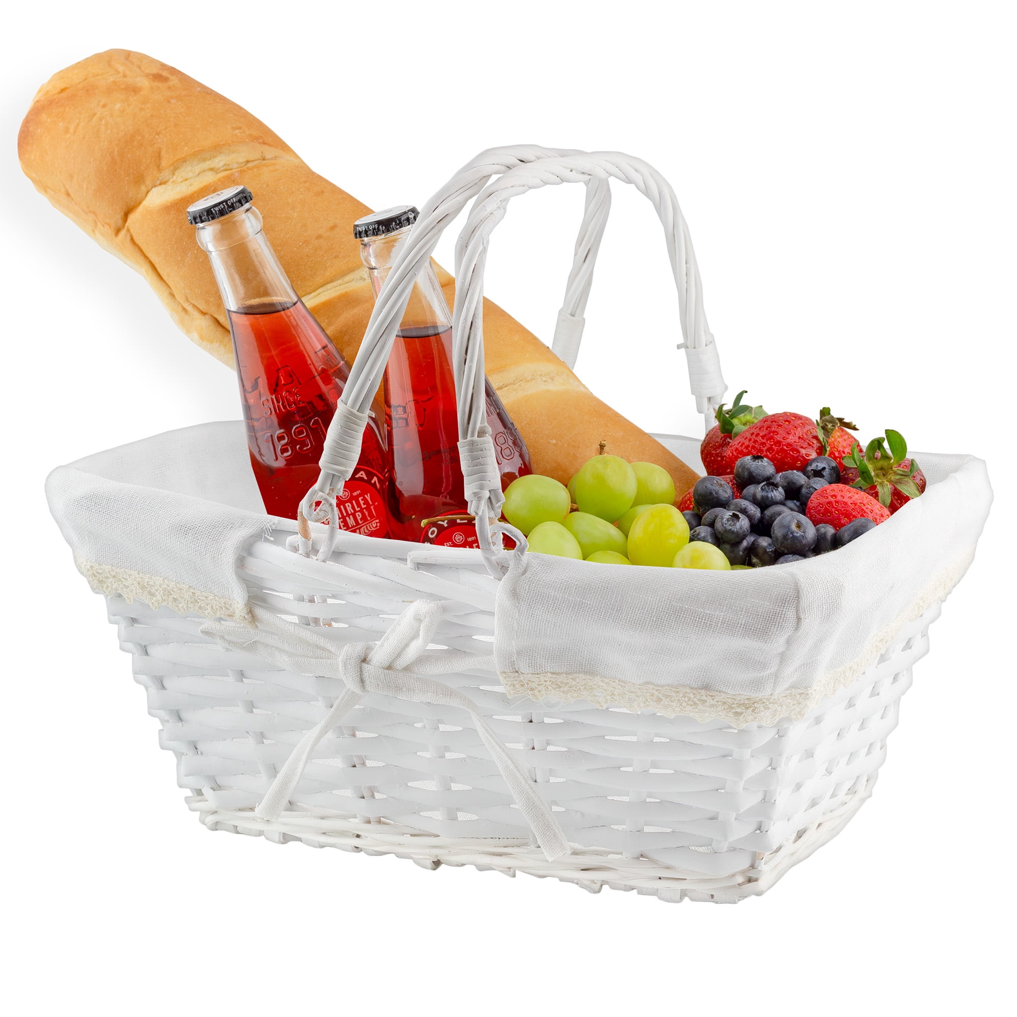 Cornucopia Brands Rectangular Wicker Basket w/ Handles (White), Easter ...