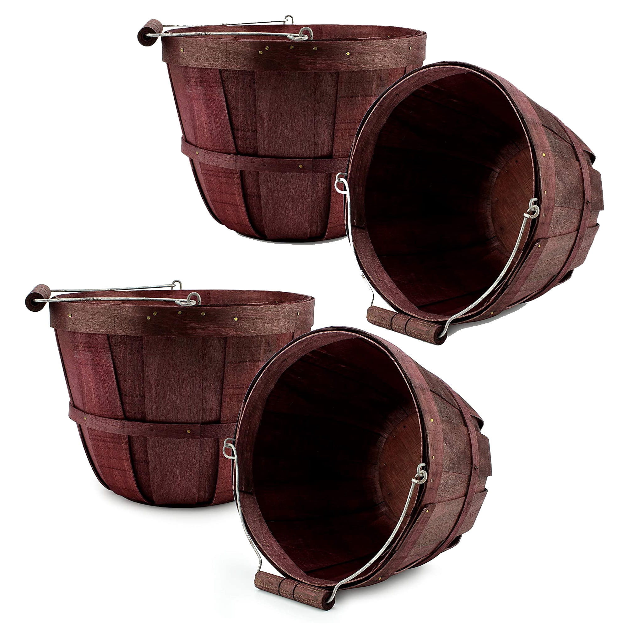 Cornucopia Brands Small Round Wooden Baskets, Dark Brown, 4-Pack ...