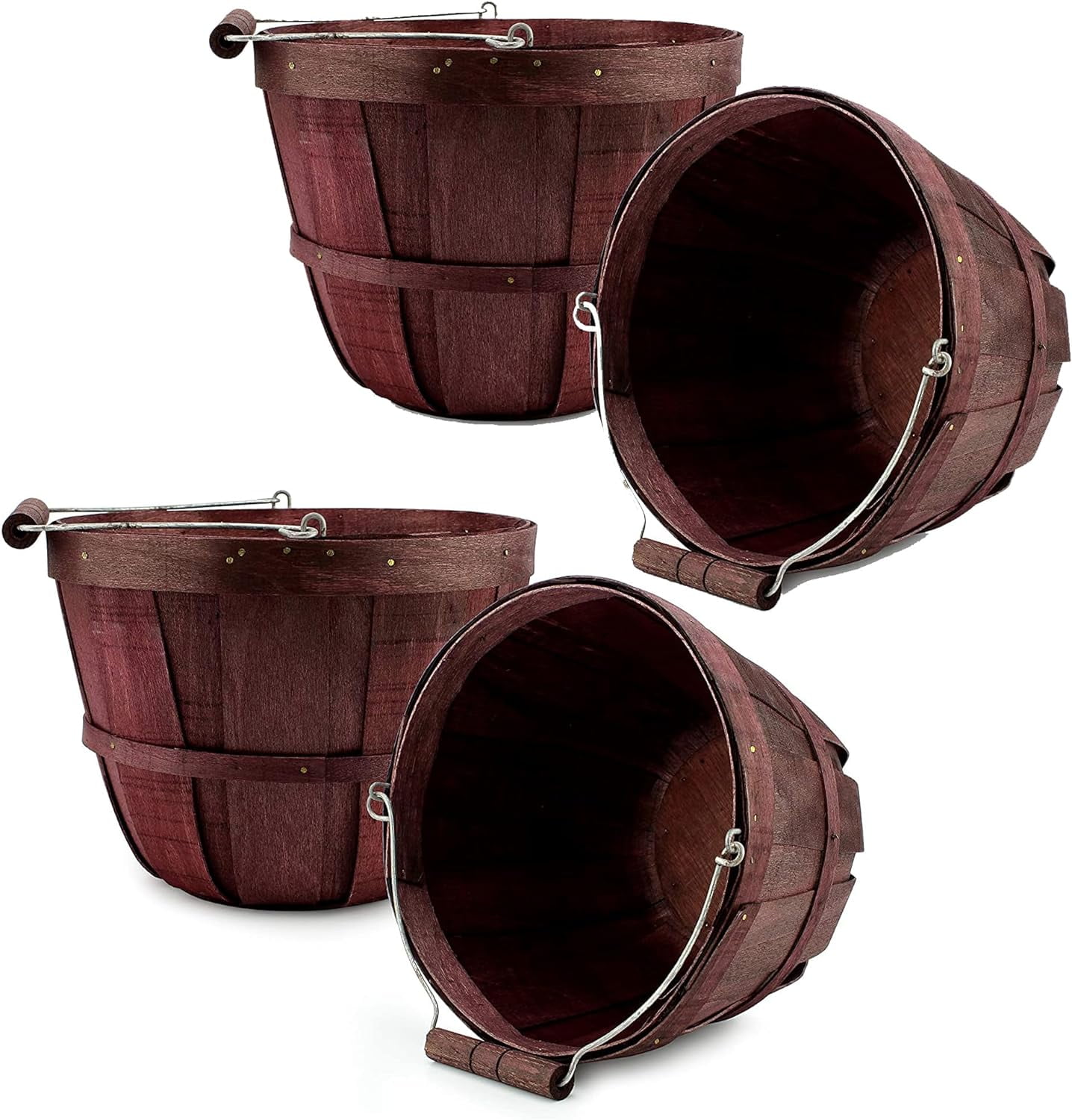 Cornucopia Brands Round Wooden Baskets (4-Pack, Dark Brown); Wood Fruit ...