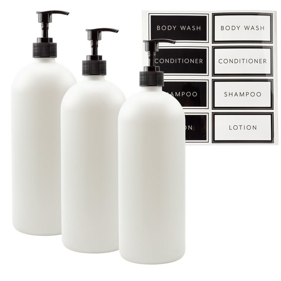 Shampoo and Conditioner Dispenser - Modern Design Large 27oz Shower ...