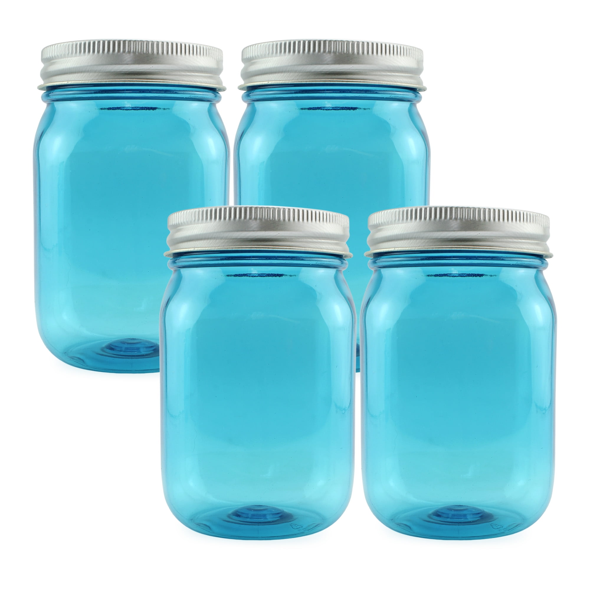 Cornucopia Brands Small Coin Bank Jars (4-Pack, Blue); 16oz Plastic ...