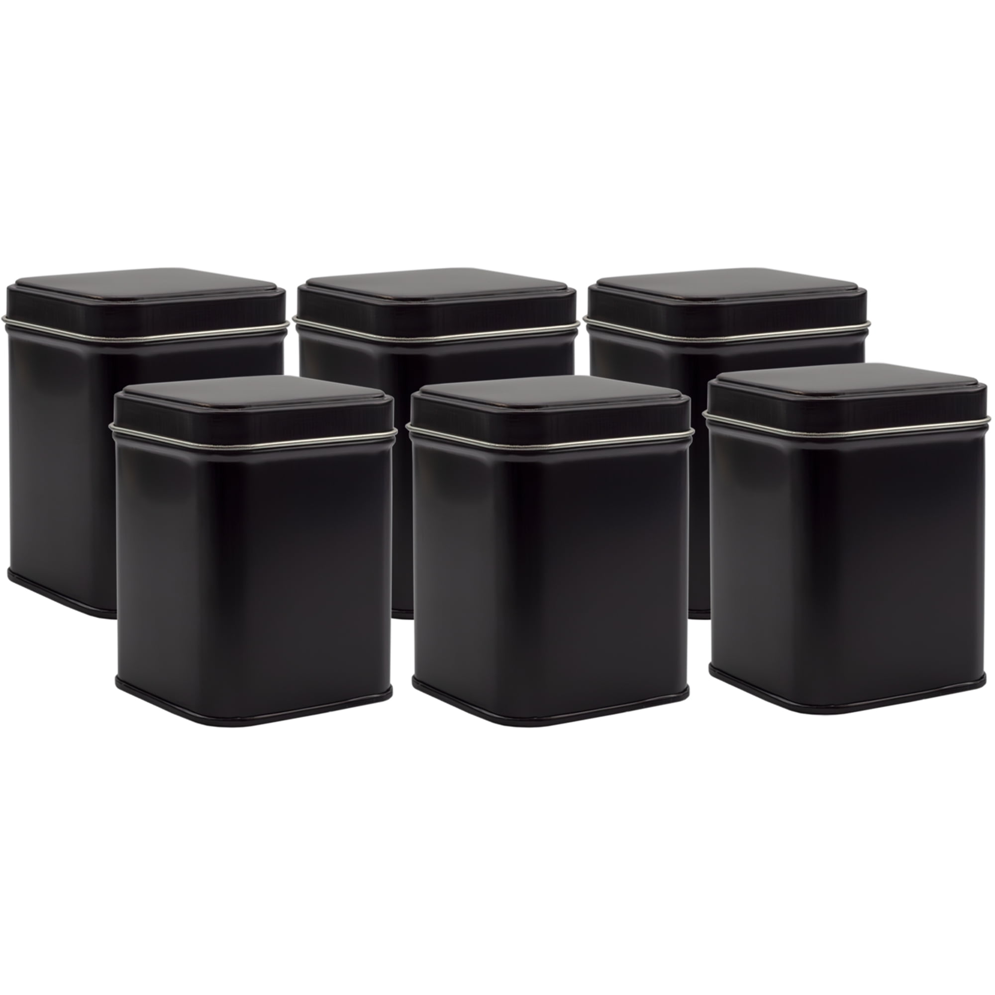 Cornucopia Brands Square Black Metal Tins (6-Pack); for Tea, Gift Boxes ...