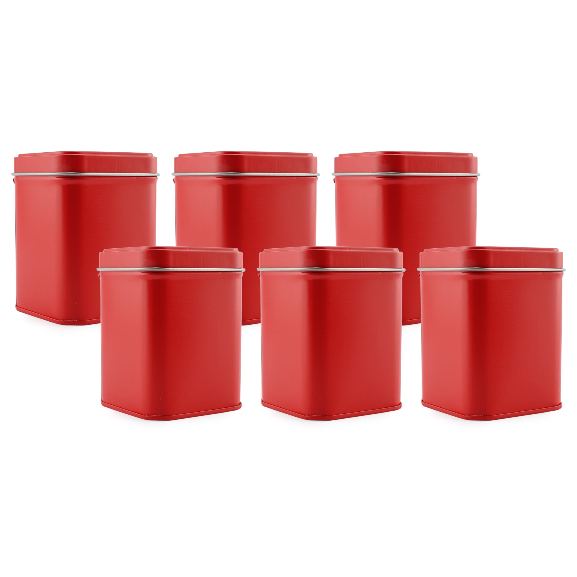 Cornucopia Red Metal Tins (6-Pack); Square, 3-Inch Tall, 1-Cup Capacity ...
