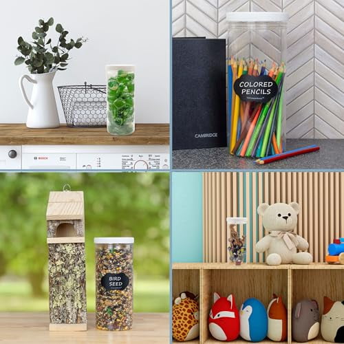 Cornucopia Brands Tall Clear Plastic Canisters w Lids and Labels (3 ...