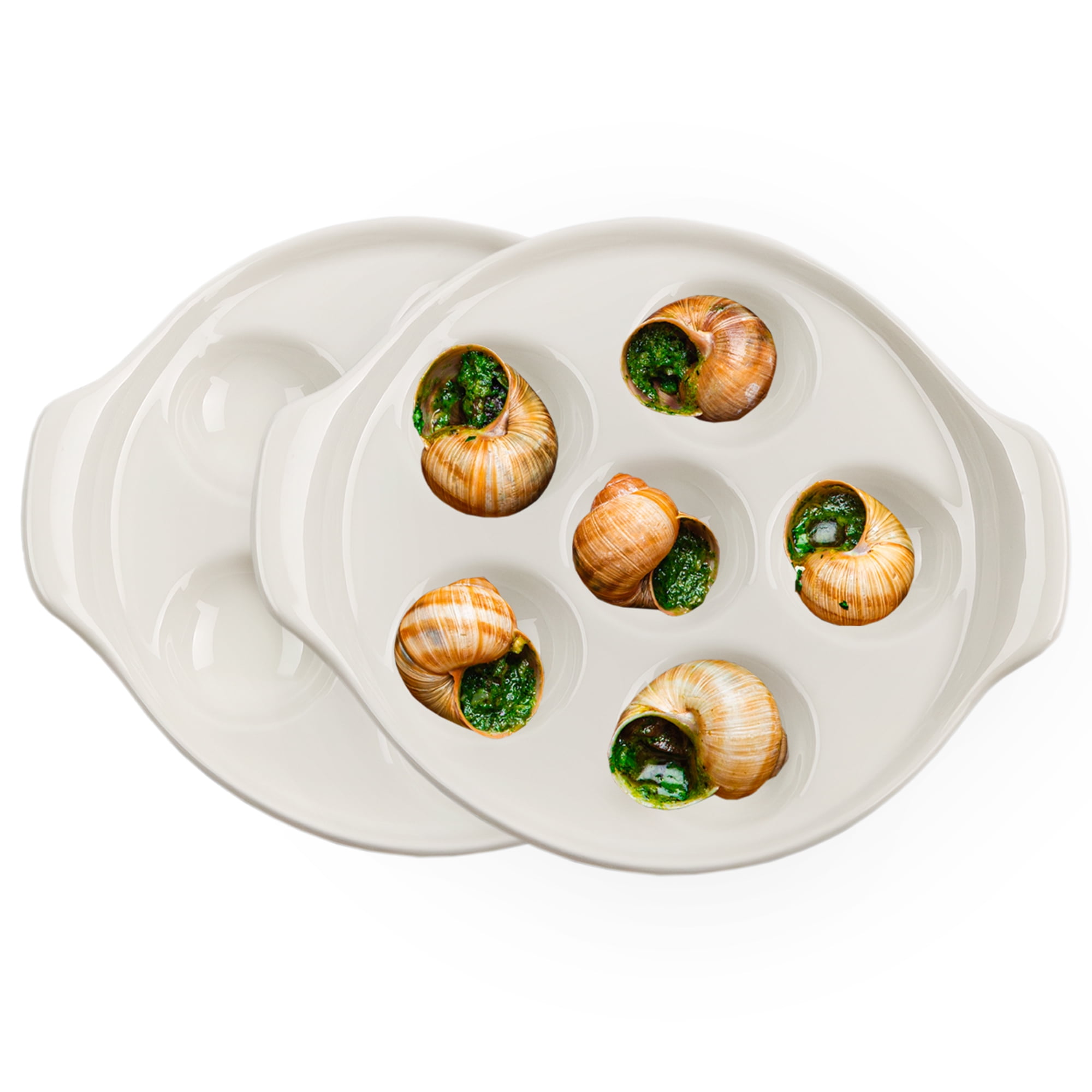 Cornucopia Brands White Ceramic Escargot Plates (2-Pack), 6.5-Inch ...