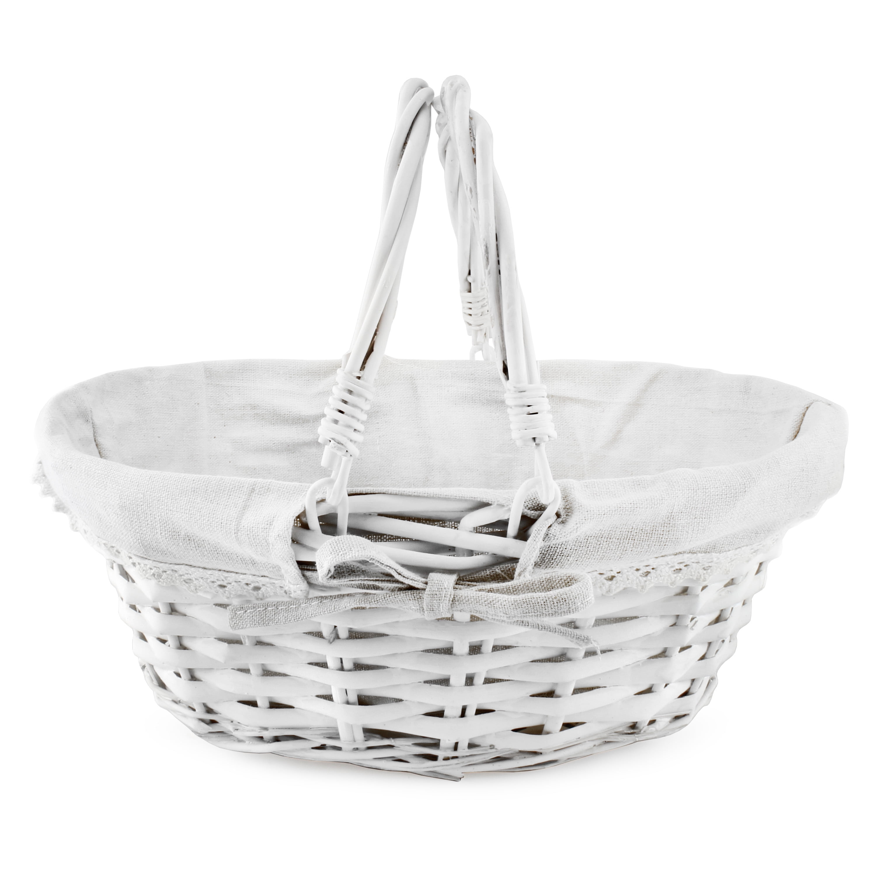 Cornucopia White Willow Basket, Handles, Lined Storage, Home Decor ...