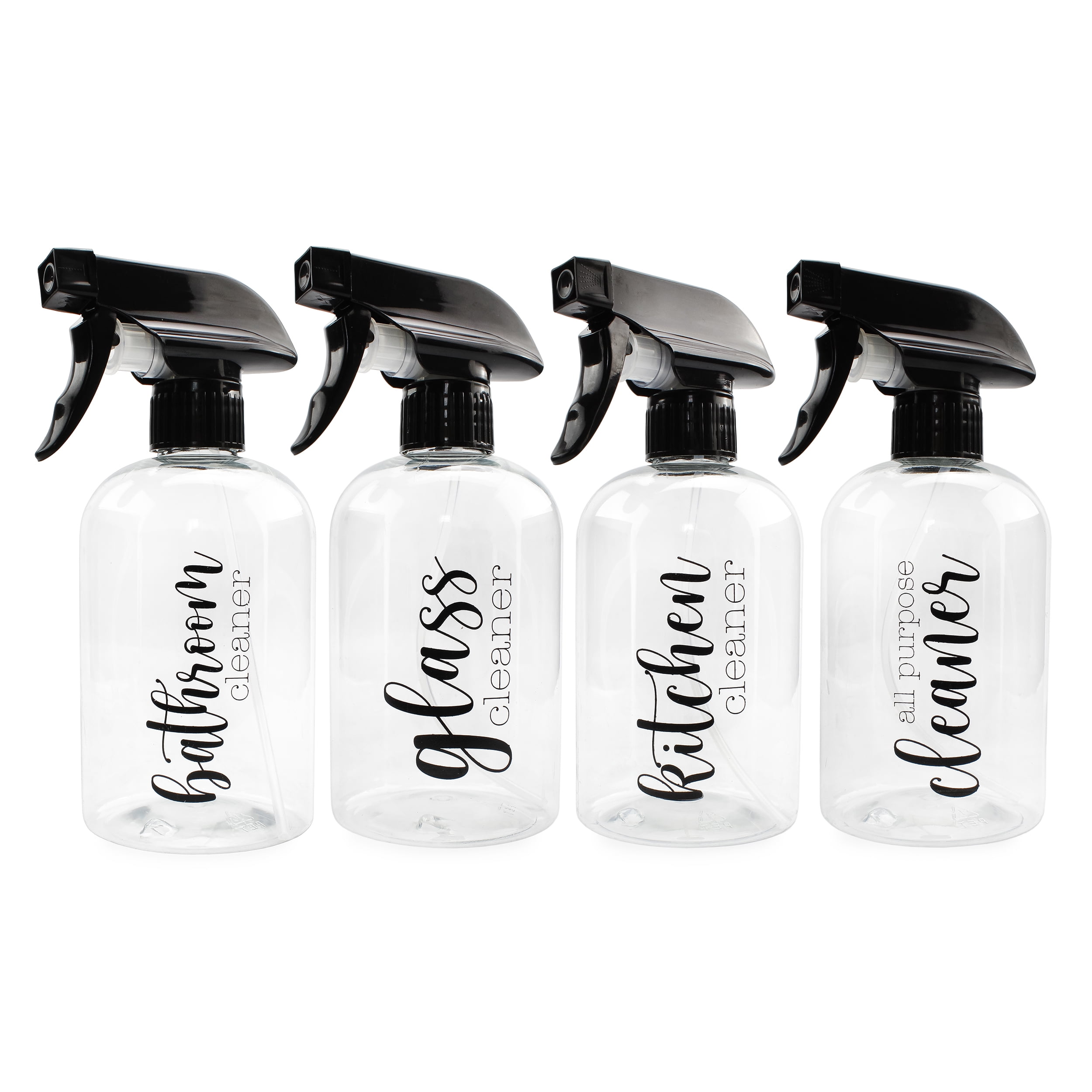 Cornucopia Plastic Cleaning Spray Bottles with Labels (Set of 4); 16oz ...