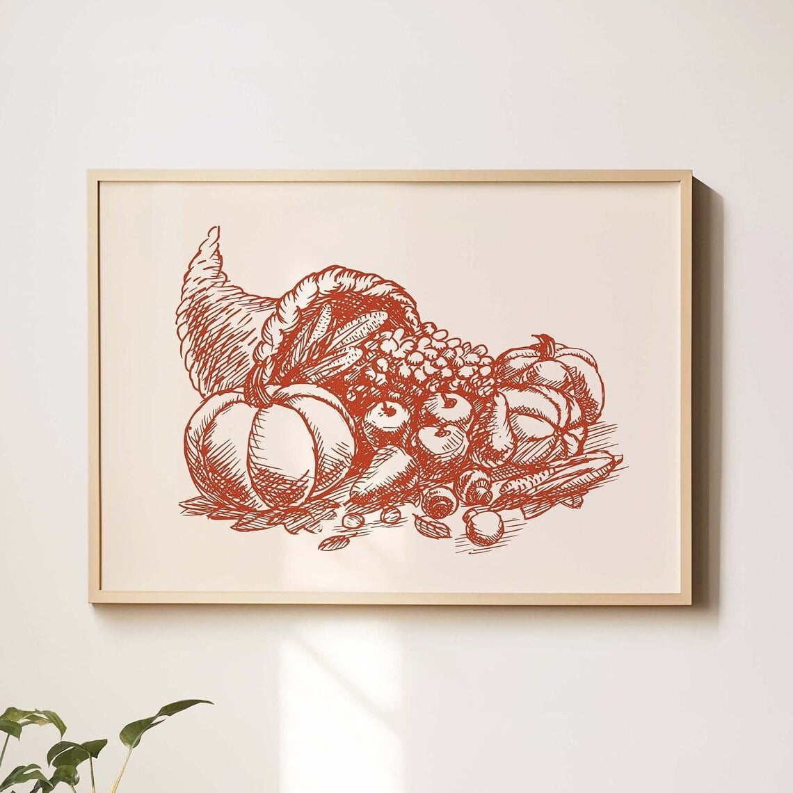 Cornucopia Print, Art, Thanksgiving Wall Art, Friendsgiving Poster ...