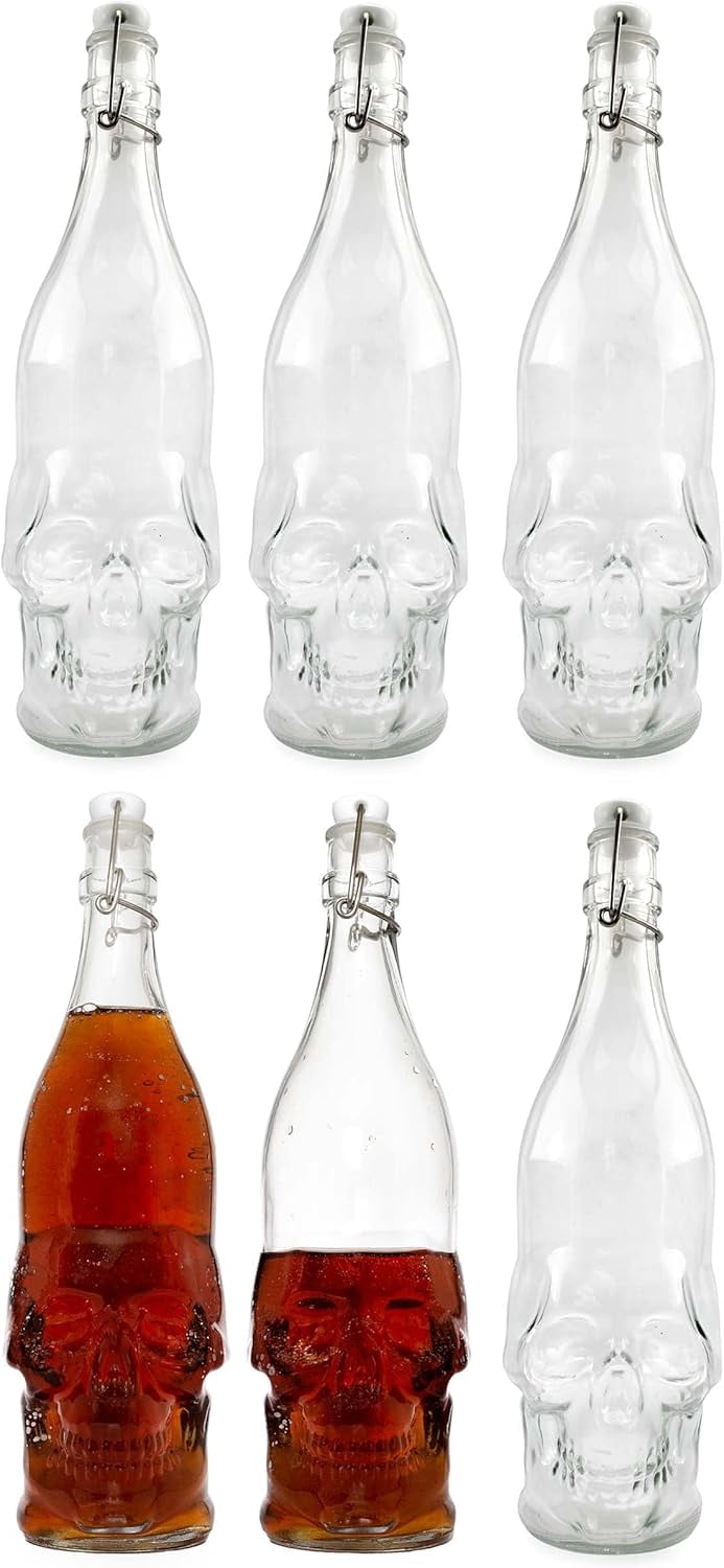 Cornucopia Skull Shaped Beer Bottles (6-Pack); Empty Quart-Size Bottles ...