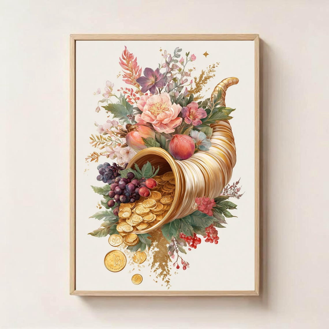 Cornucopia Wall Art Abundance Print Horn of Plenty Symbol, Stretched ...