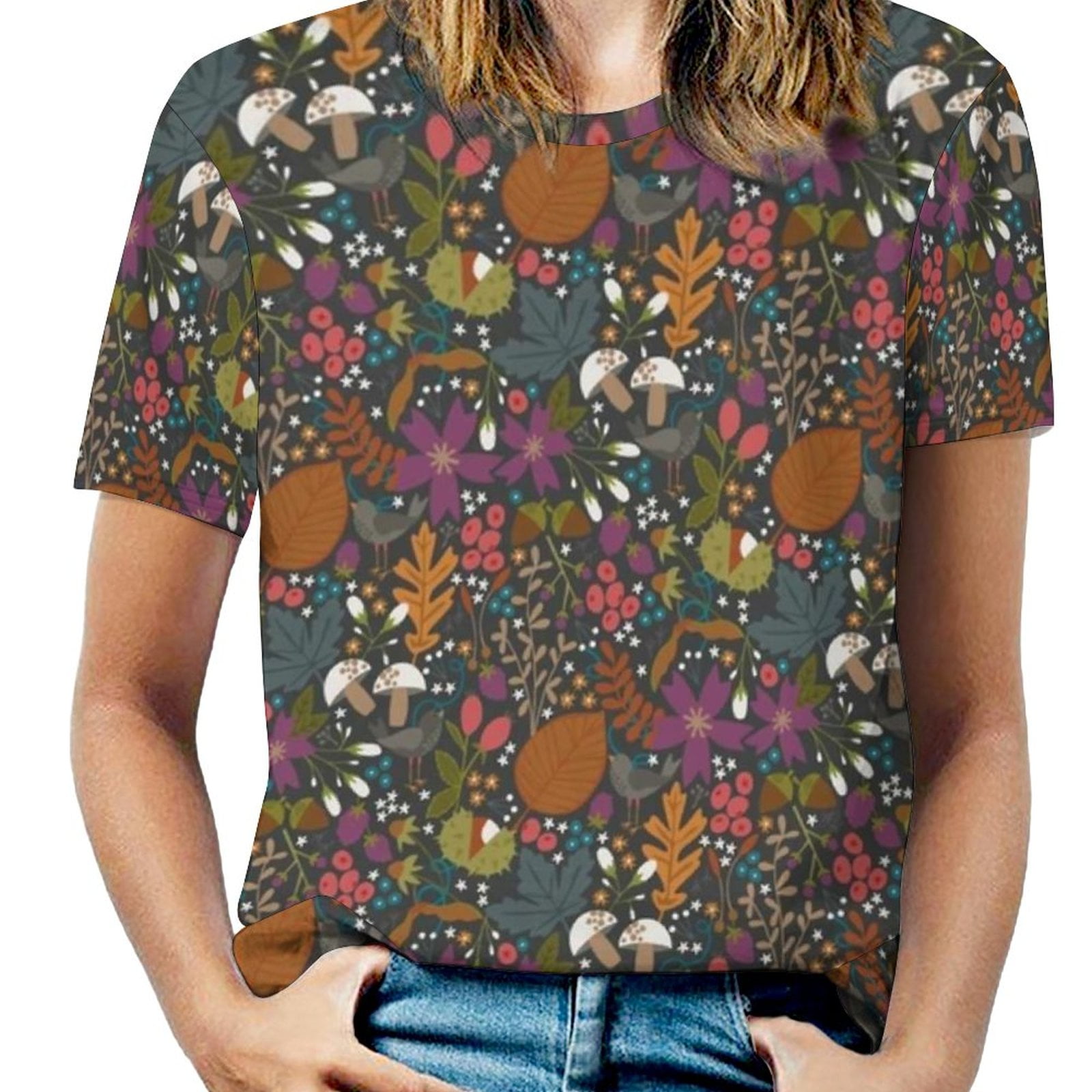 Cornucopia Women Zipper Sexy Printed Vintage T Shirts Tops Full Print T ...