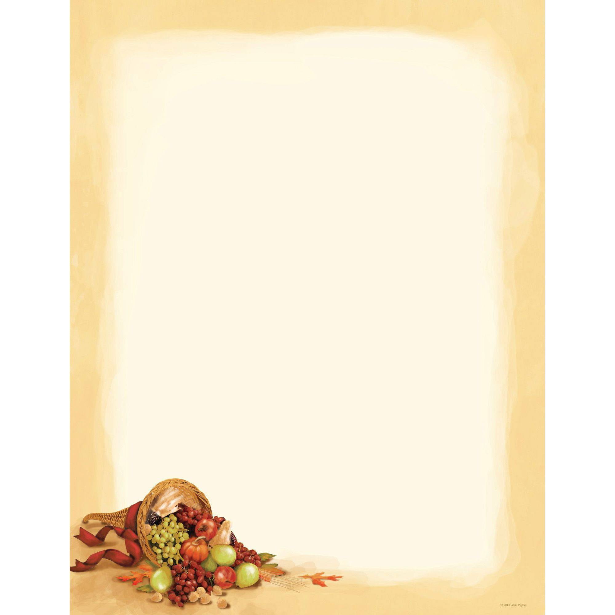 THANKSGIVING CORNUCOPIA LETTERHEAD - FALL, AUTUMN STATIONERY - 80CT ...
