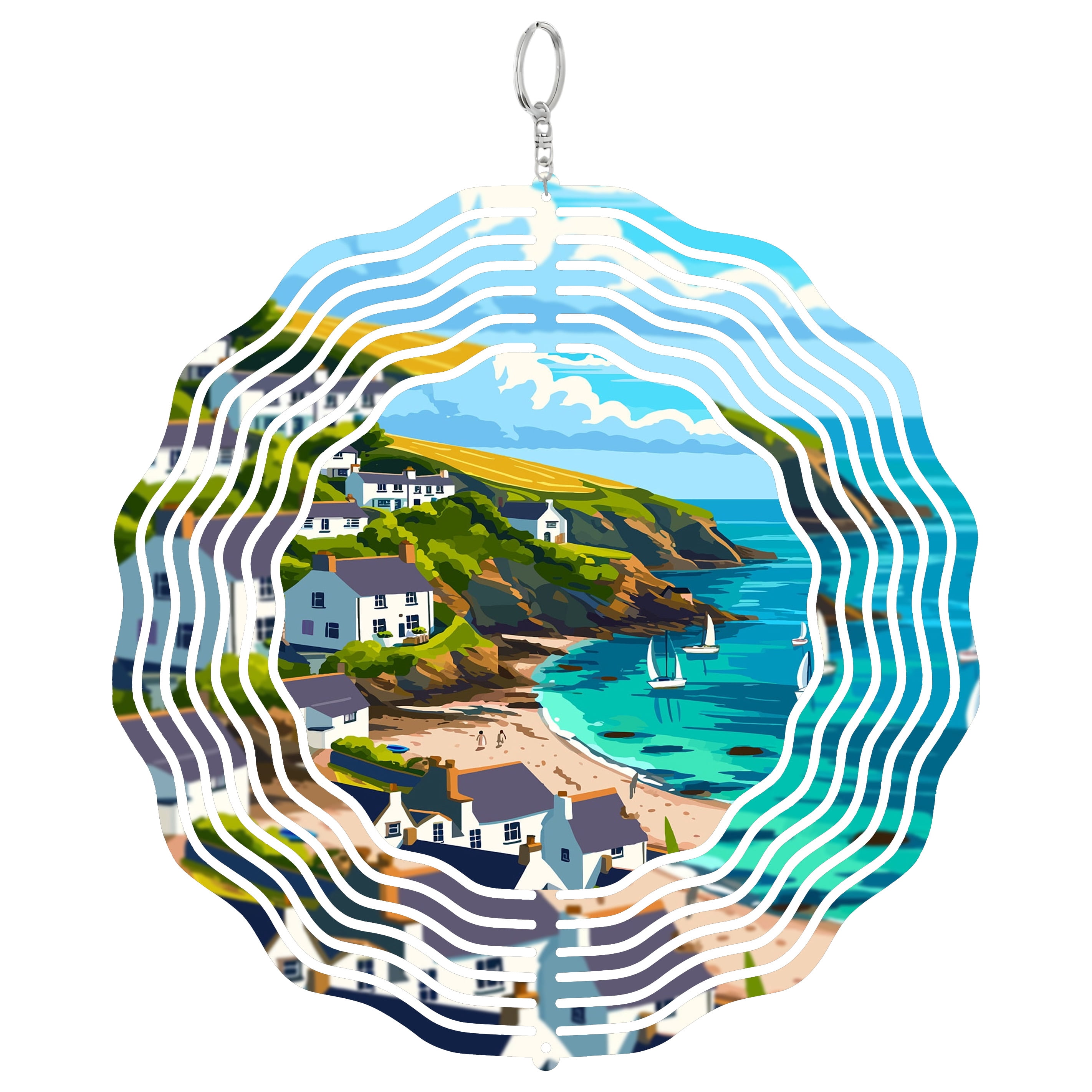Cornwall Coast Wind Spinner, 3D Kinetic Seaside Landscape Yard Art ...