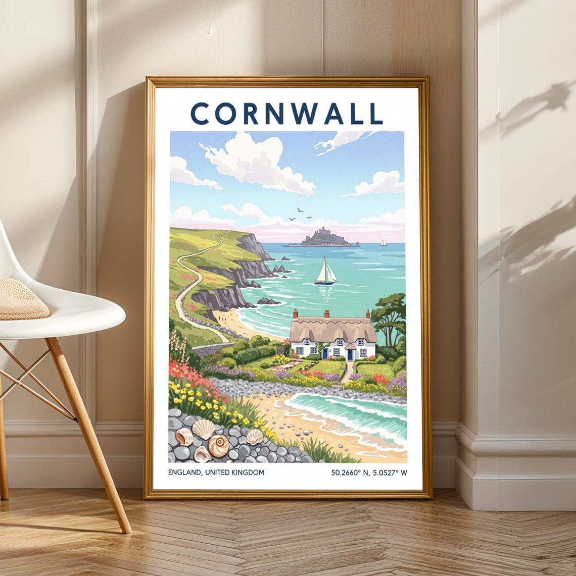 Cornwall Coastal Scene Poster: Vintage Seaside Travel Art, Unframed ...